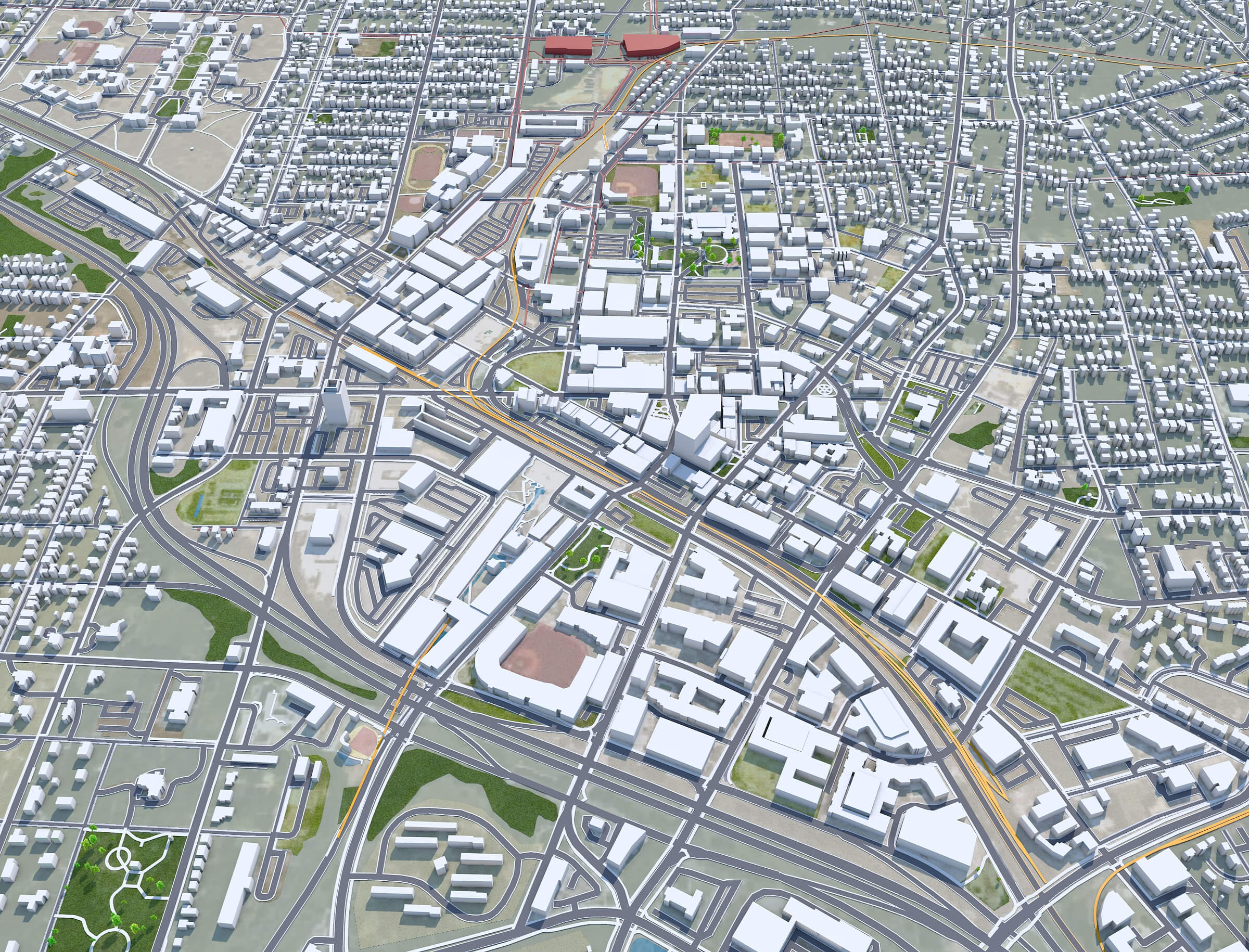 Durham City North Carolina USA 40km - 3D Model by 3dstudio
