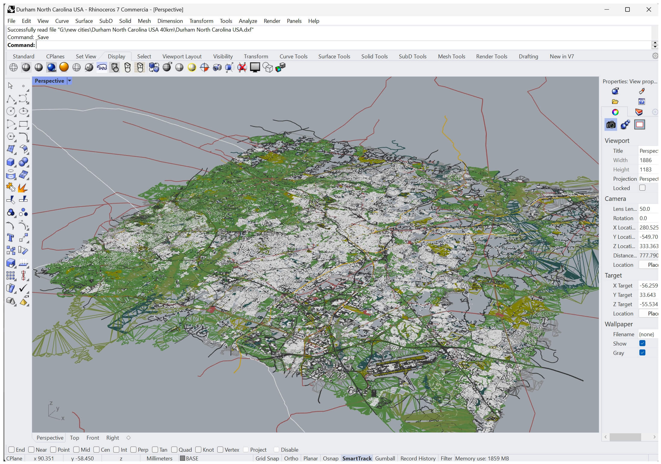 Durham City North Carolina USA 40km - 3D Model by 3dstudio