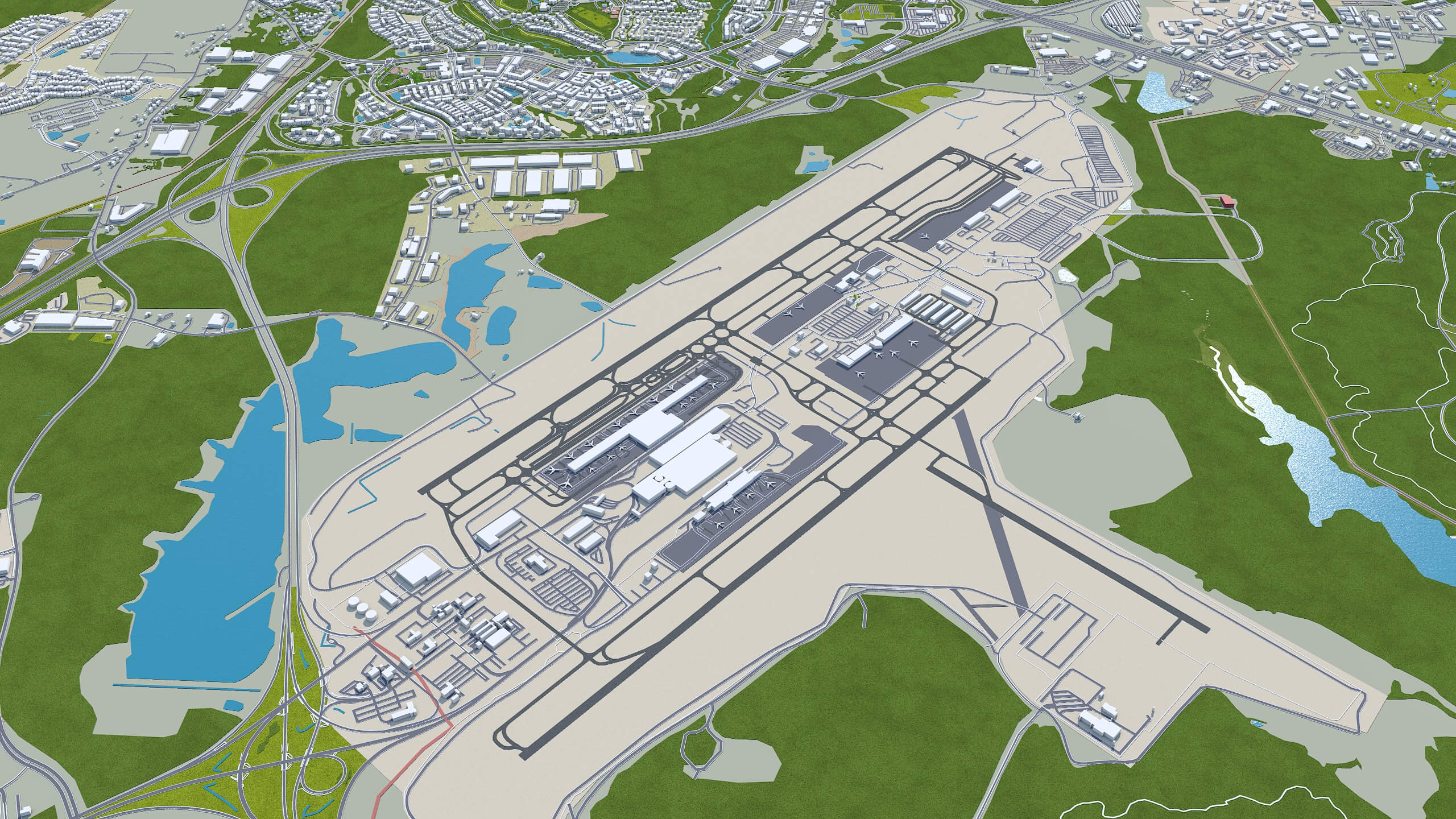Durham City North Carolina USA 40km - 3D Model by 3dstudio