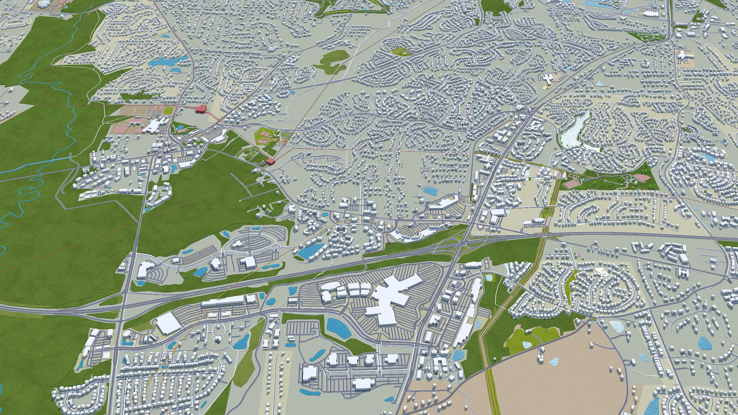 Durham City North Carolina USA 40km - 3D Model by 3dstudio