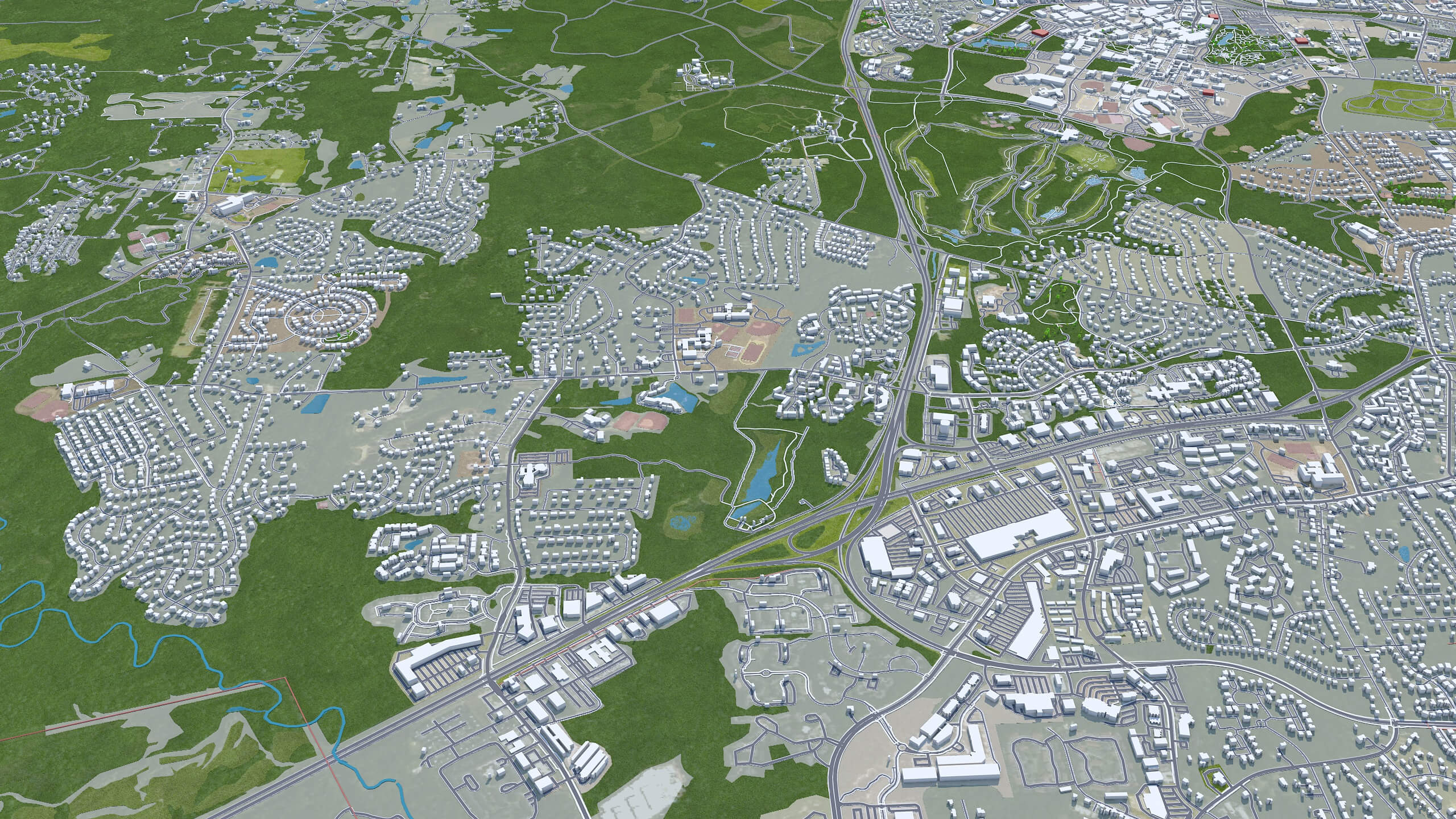 Durham City North Carolina USA 40km - 3D Model by 3dstudio