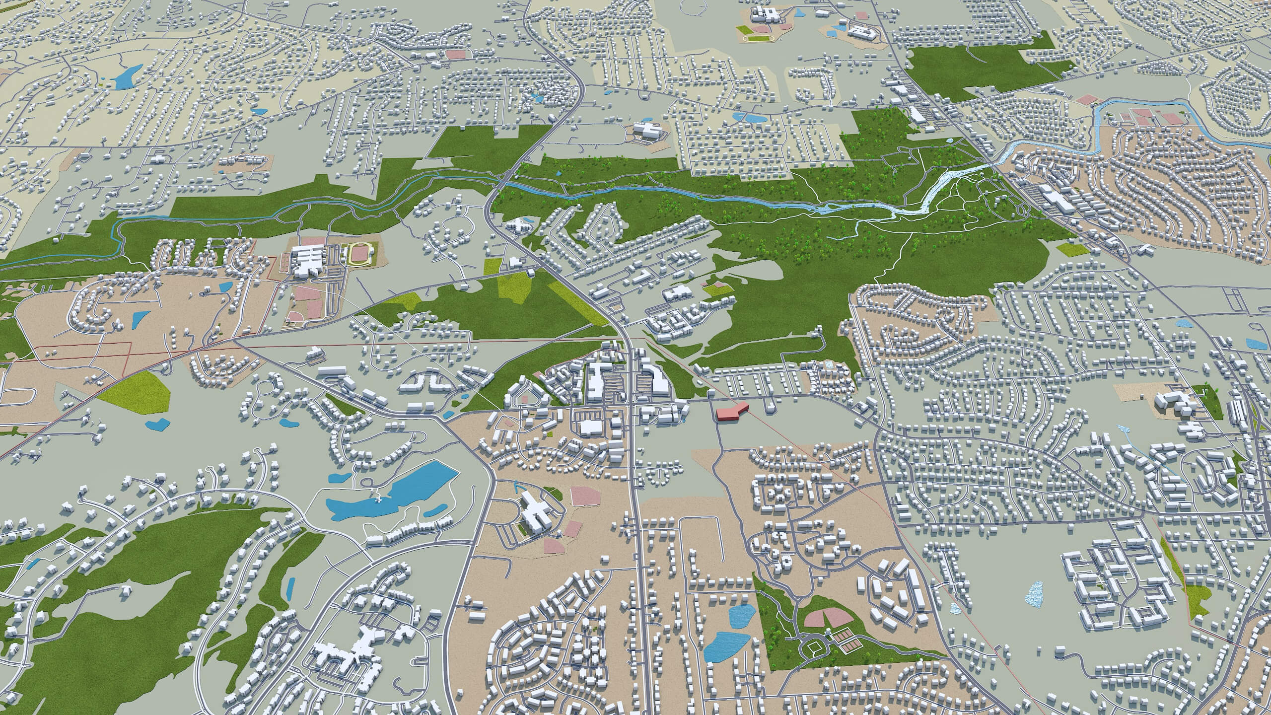 Durham City North Carolina USA 40km - 3D Model by 3dstudio