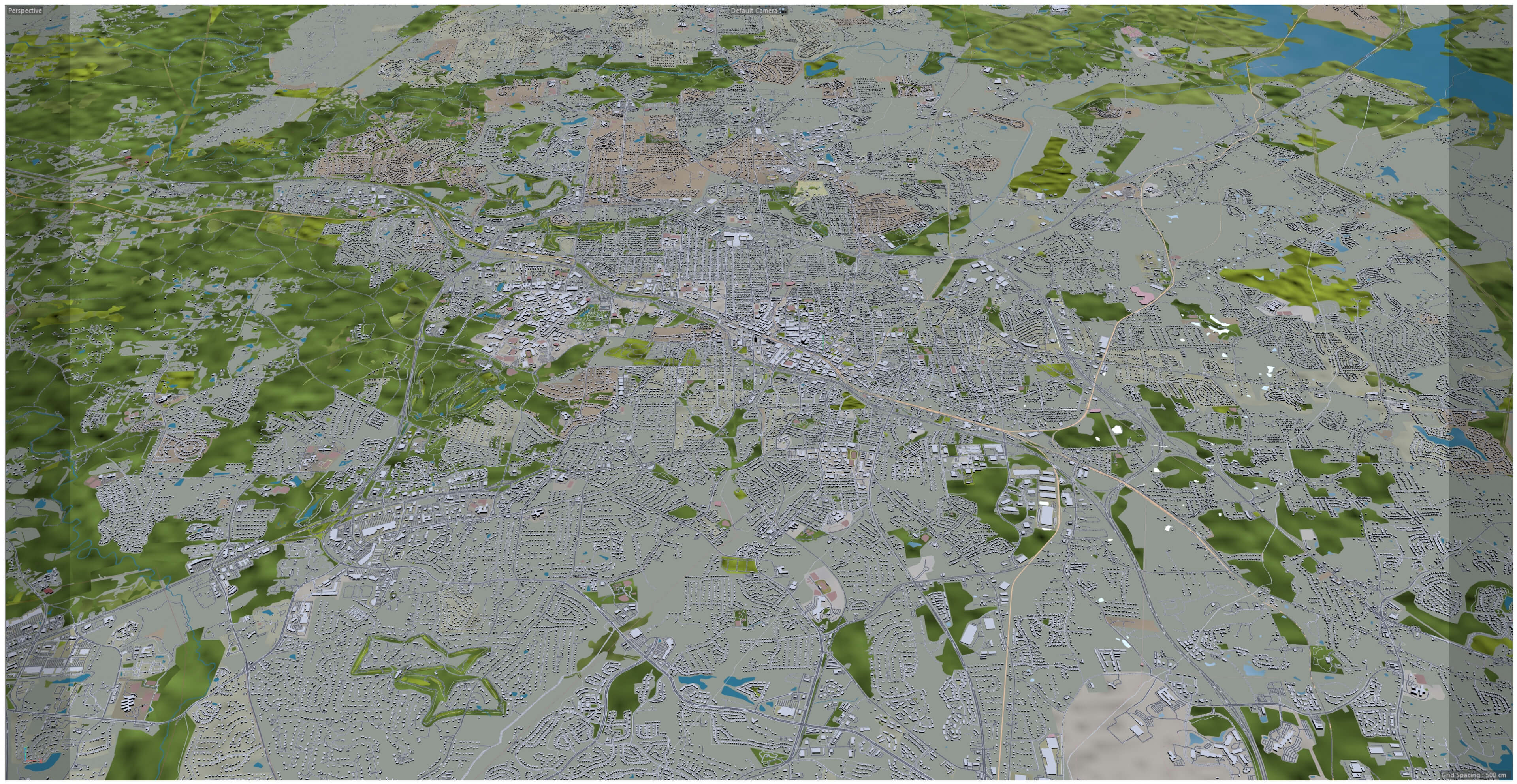 Durham City North Carolina USA 3D Model 40km by 3dstudio
