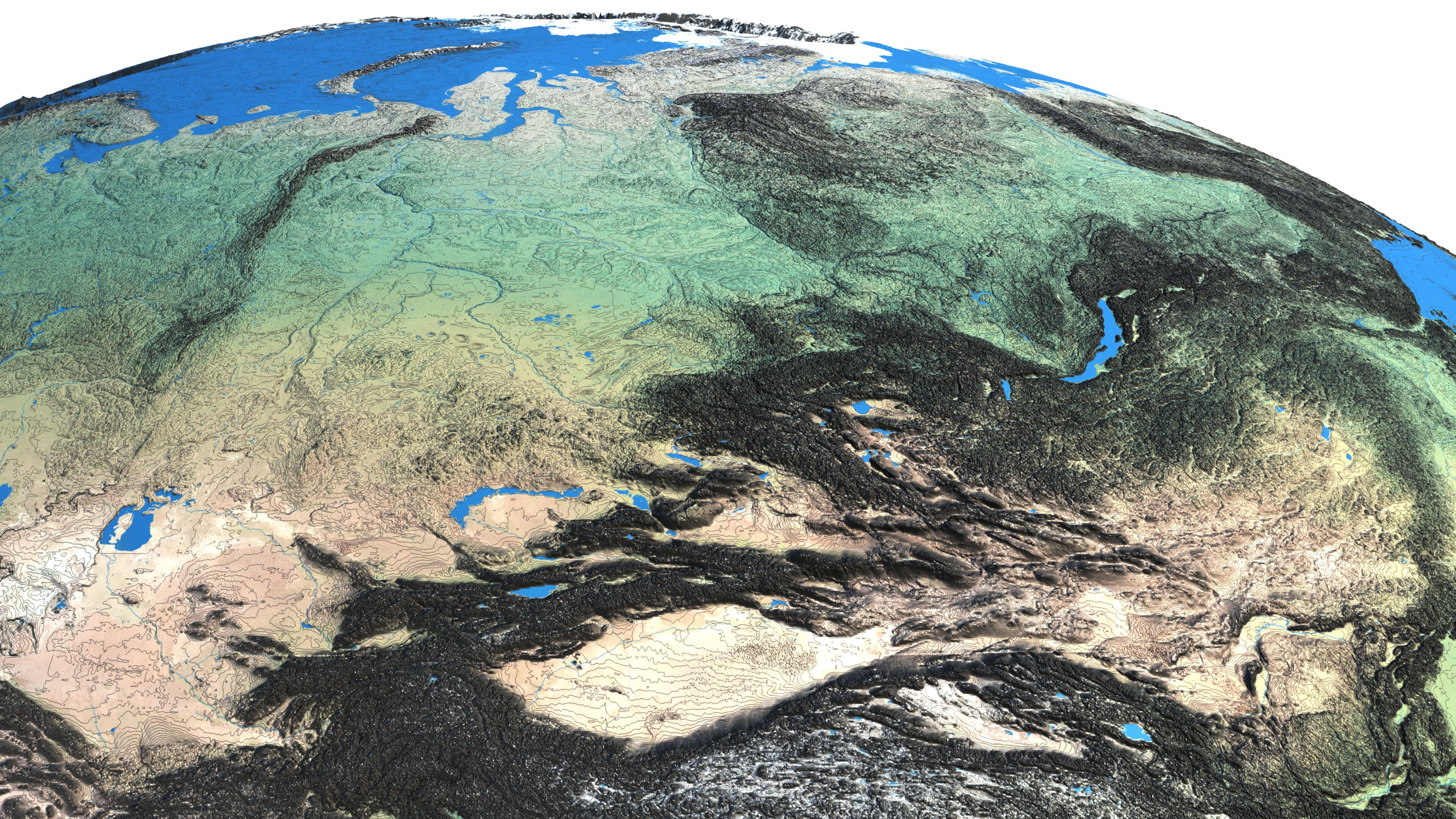Earth Contours Map Globe - 3D Model by 3dstudio