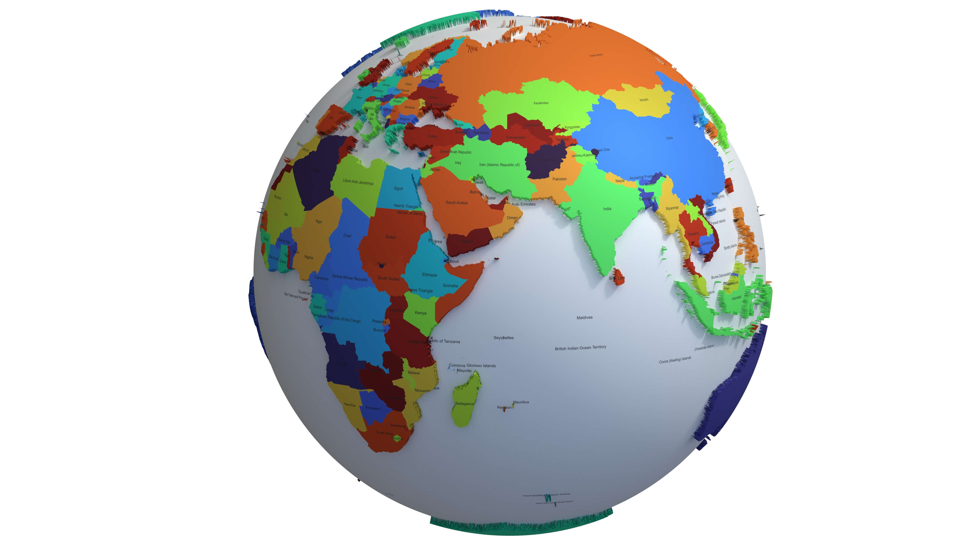 Earth Countries With Names Globe - 3D Model by 3dstudio