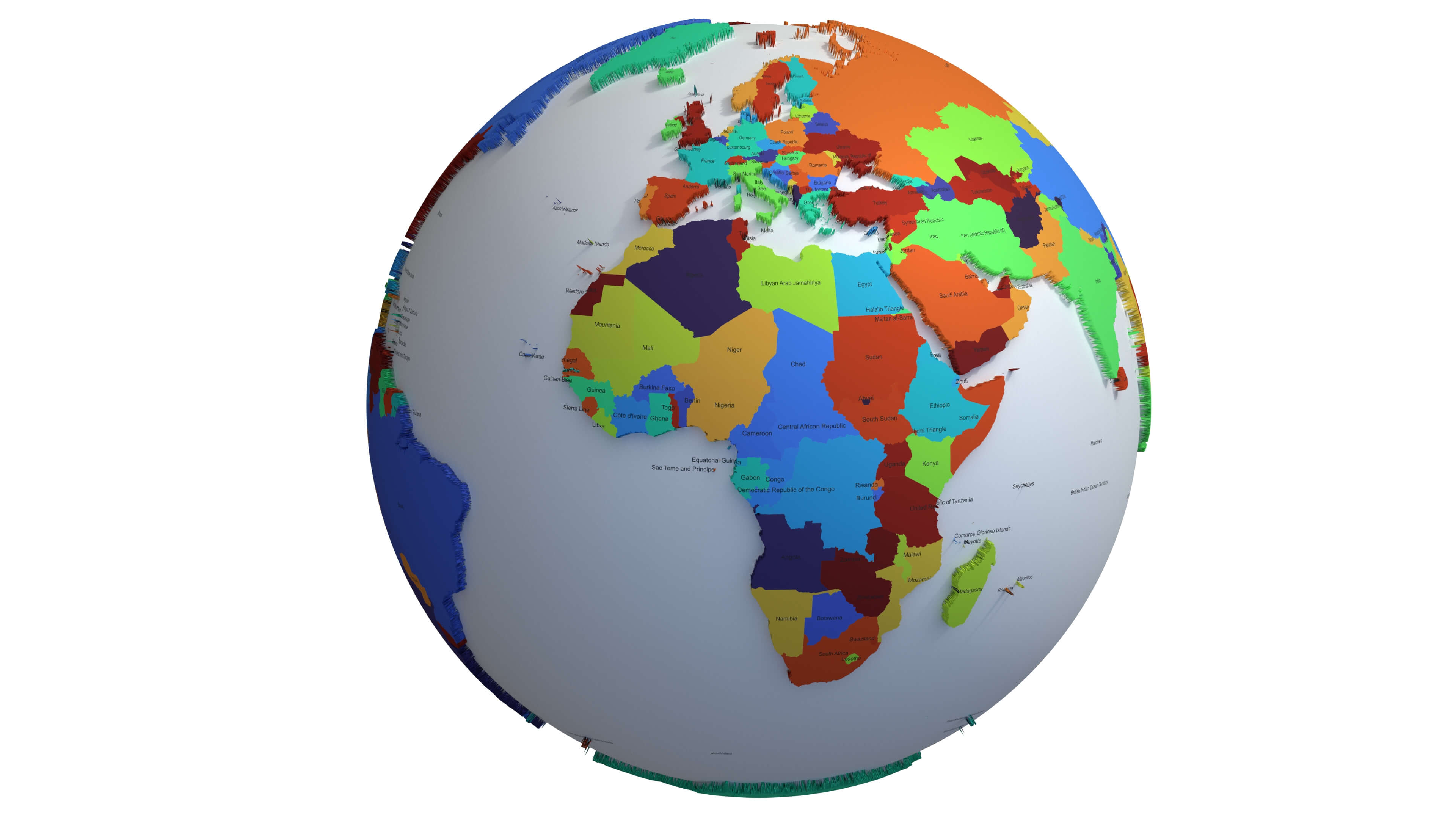 Earth Countries With Names Globe - 3D Model by 3dstudio