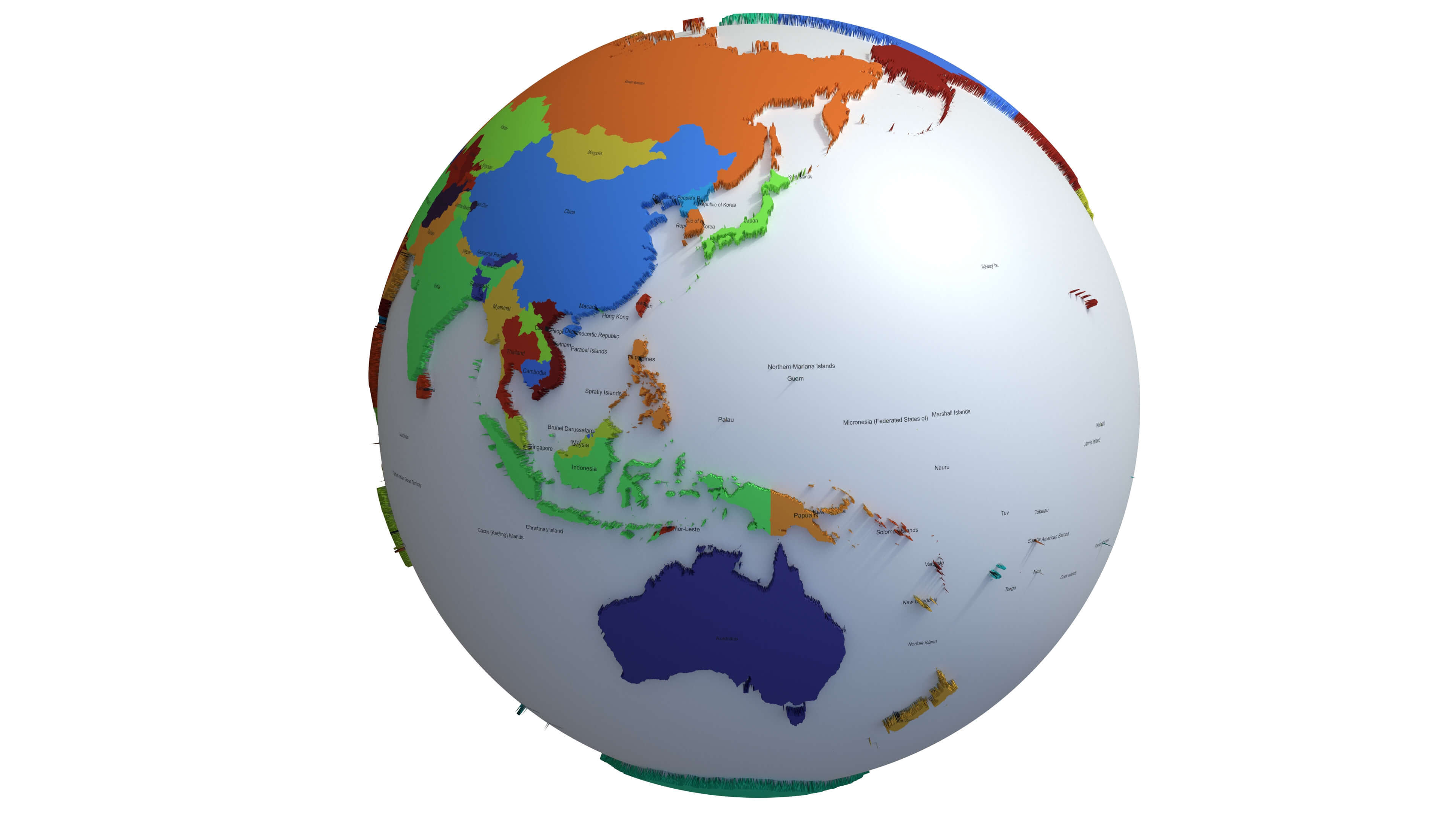 Earth Countries With Names Globe - 3D Model by 3dstudio