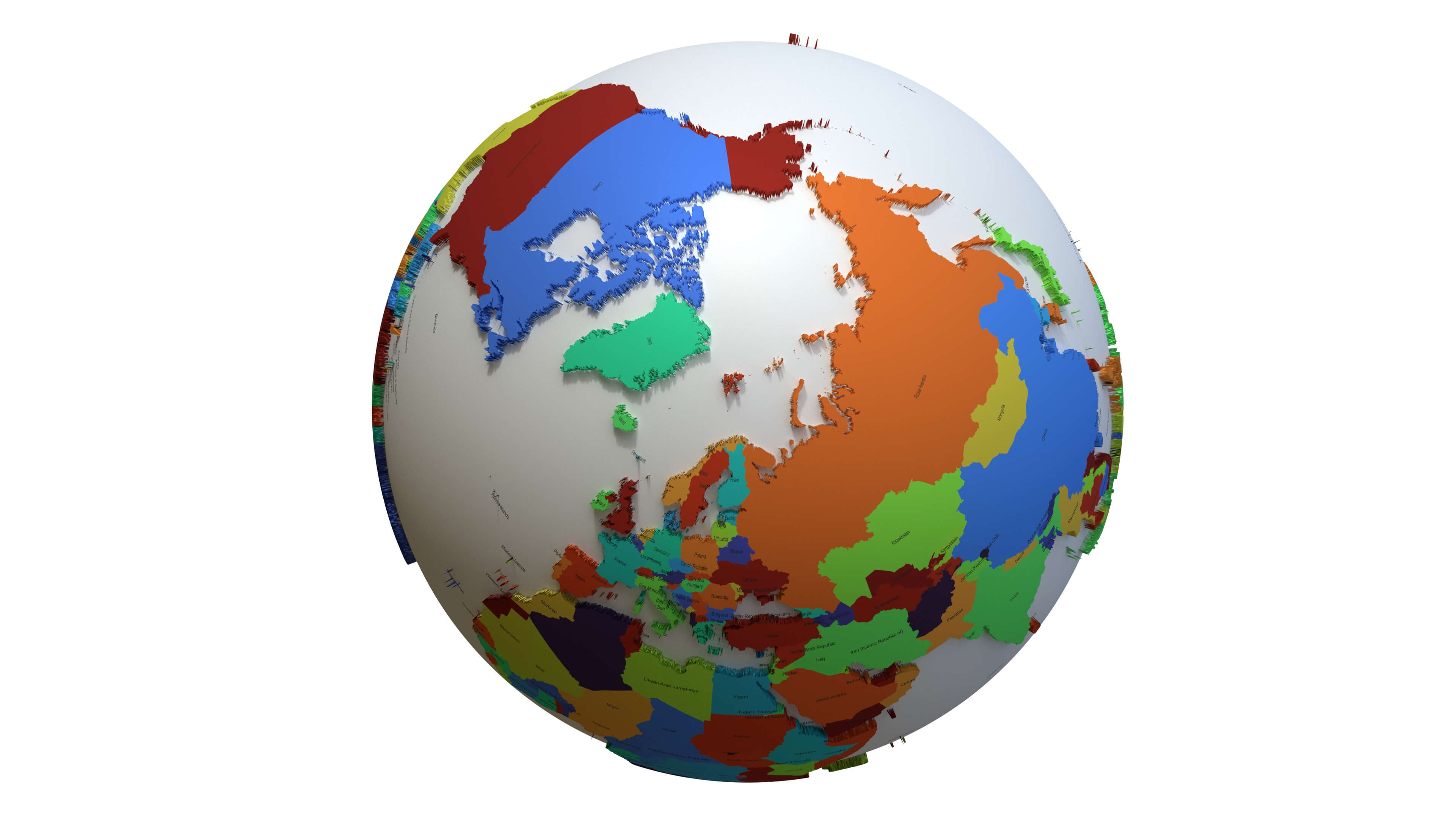 Earth Countries With Names Globe - 3D Model by 3dstudio