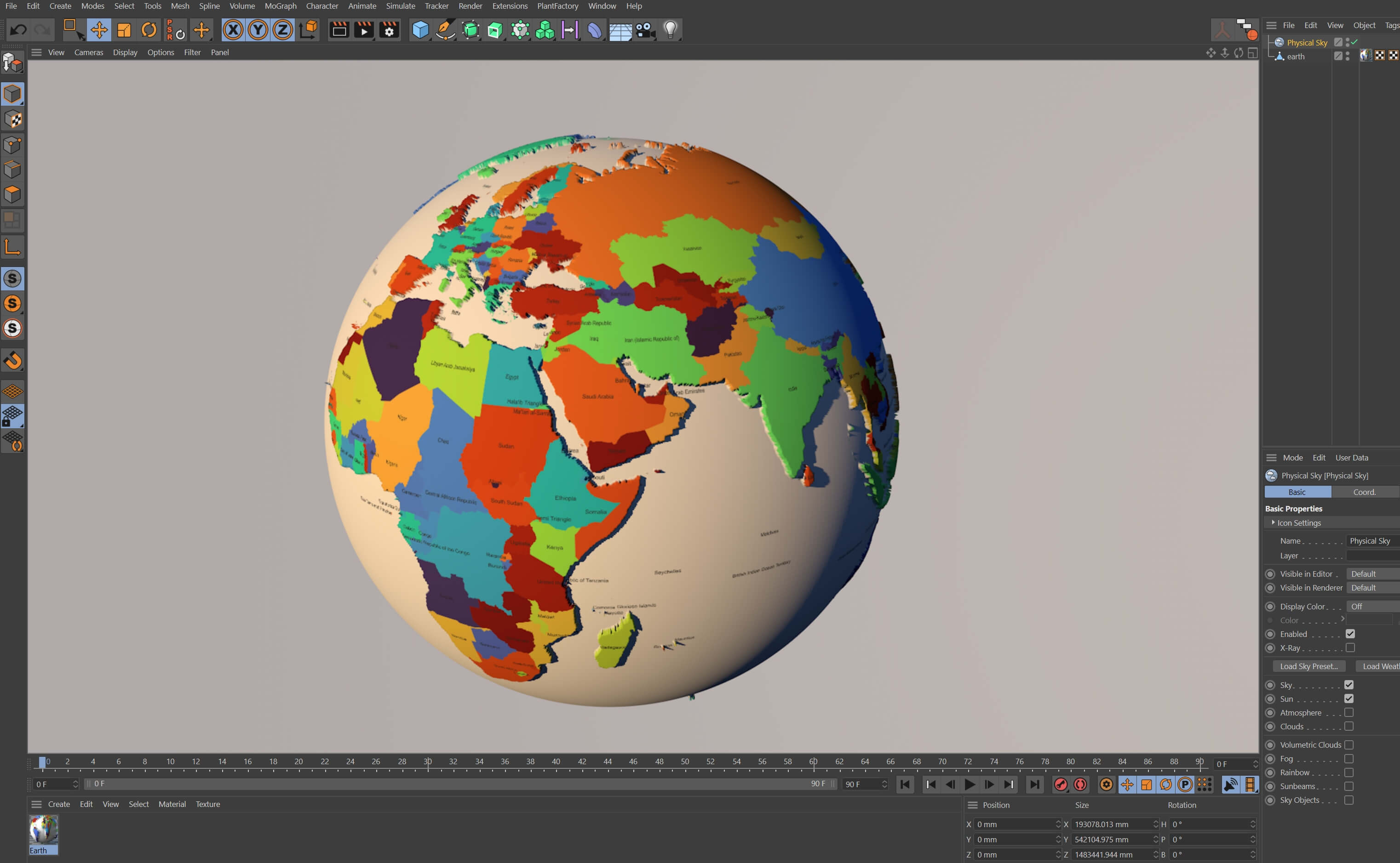 Earth Countries With Names Globe - 3D Model by 3dstudio