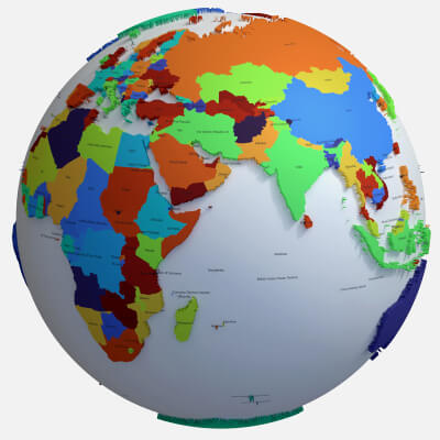 Earth Countries With Names Globe - 3D Model by 3dstudio