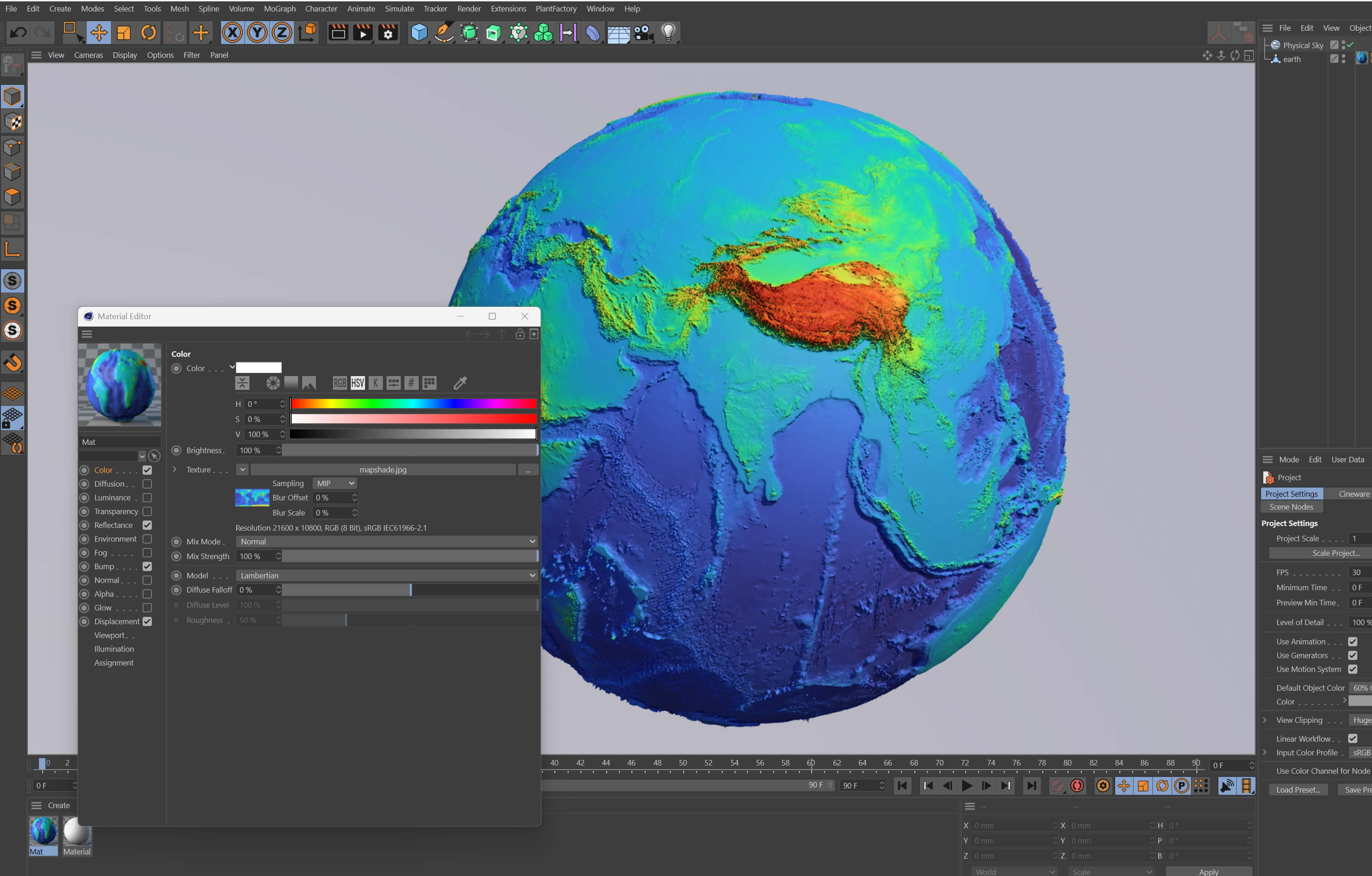 Earth Height Shaded Globe - 3D Model by 3dstudio