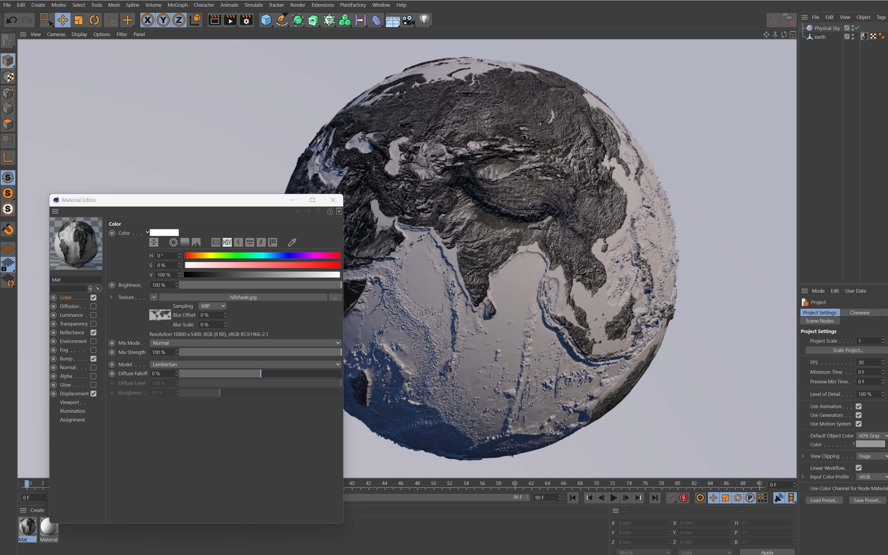 Earth Hill Shade Map Globe - 3D Model by 3dstudio