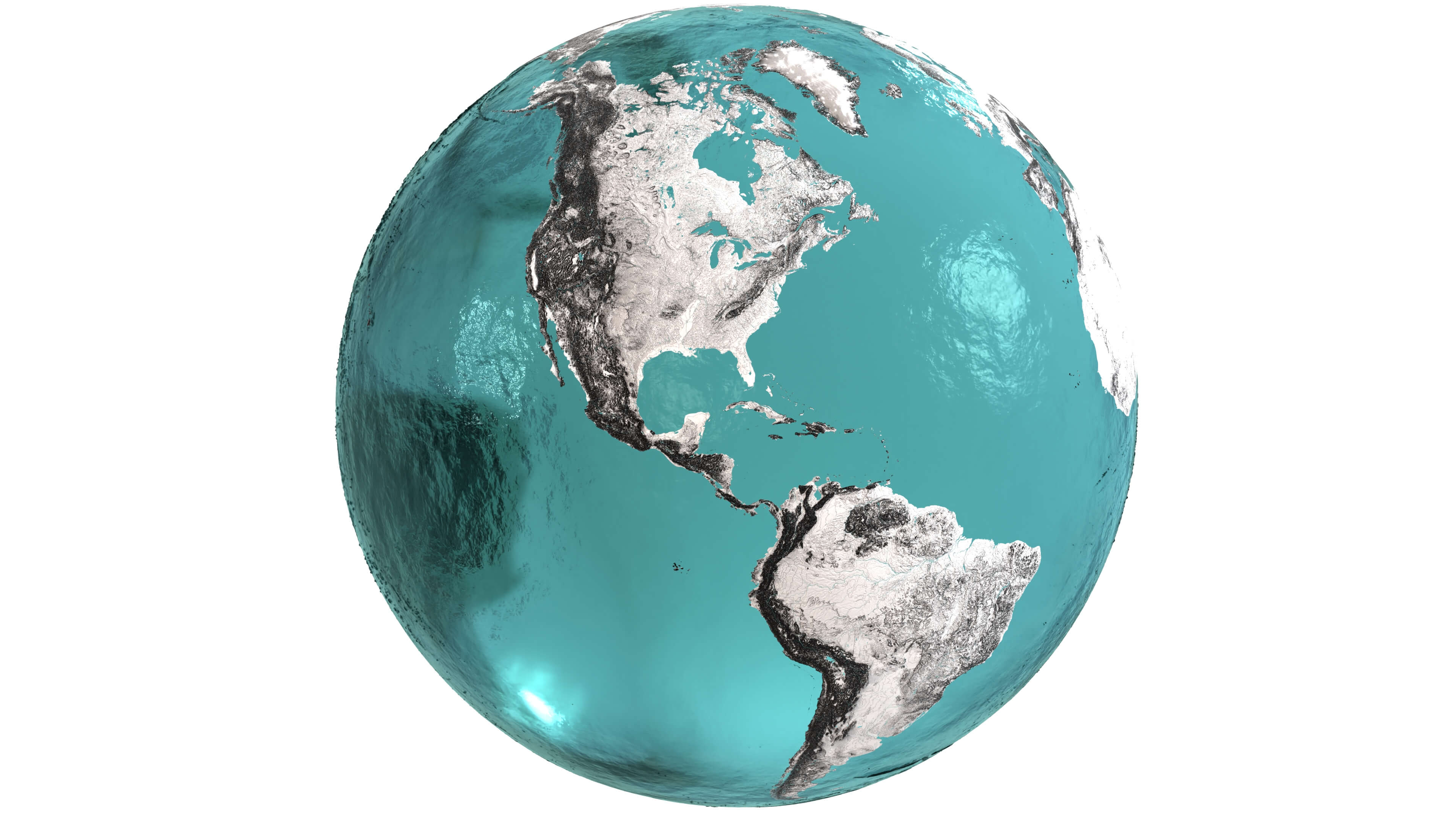 Earth Water 3D Globe Contours Full by 3dstudio