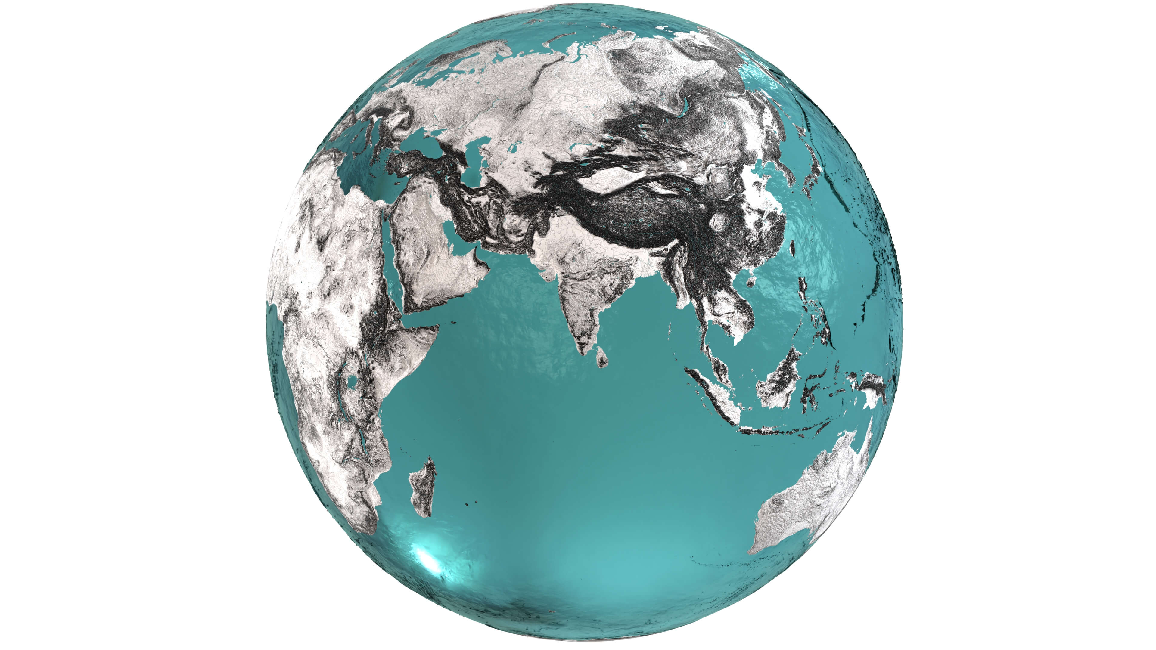 Earth Water 3D Globe Contours Full by 3dstudio
