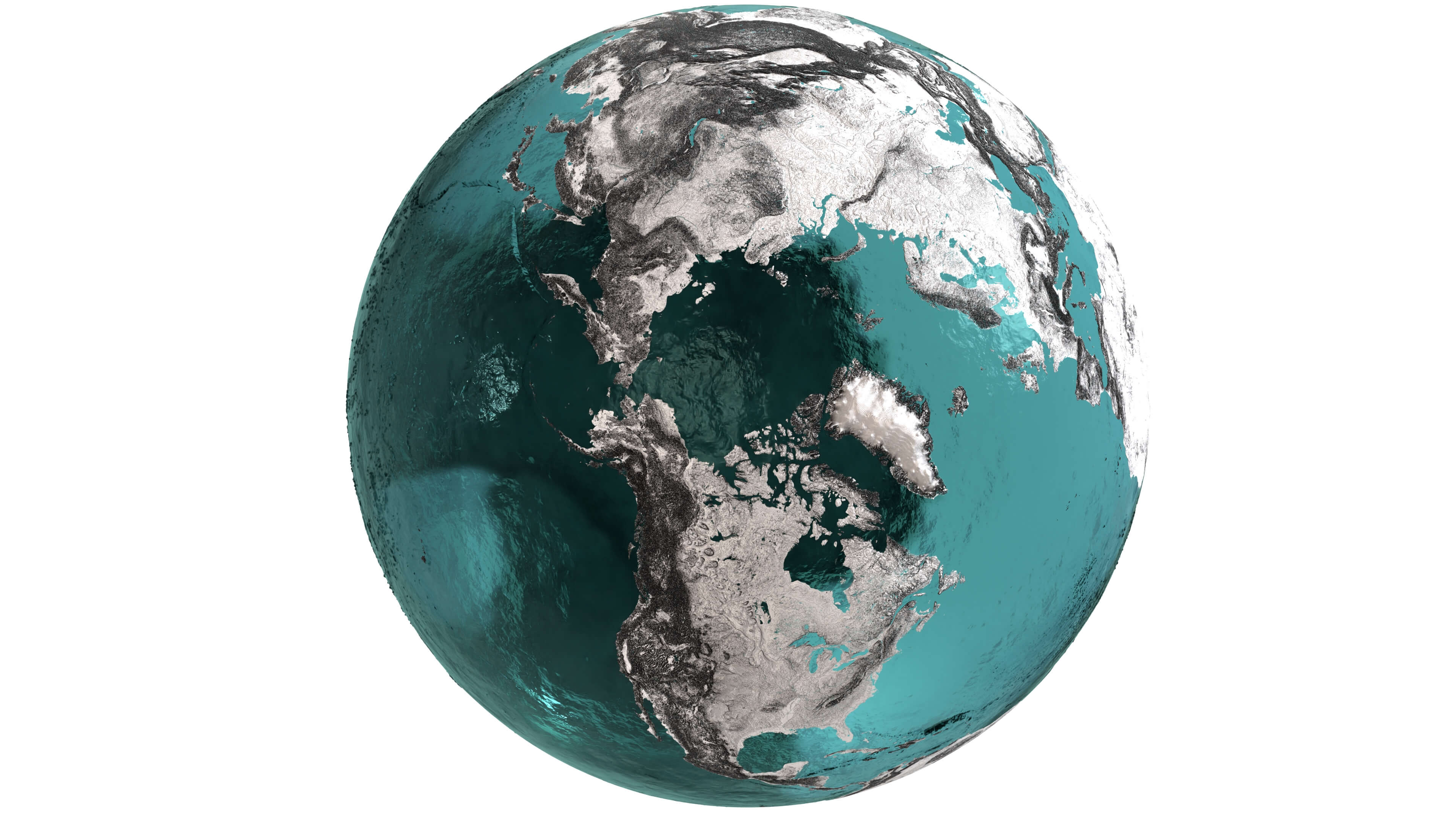 Earth Water 3D Globe Contours Full by 3dstudio
