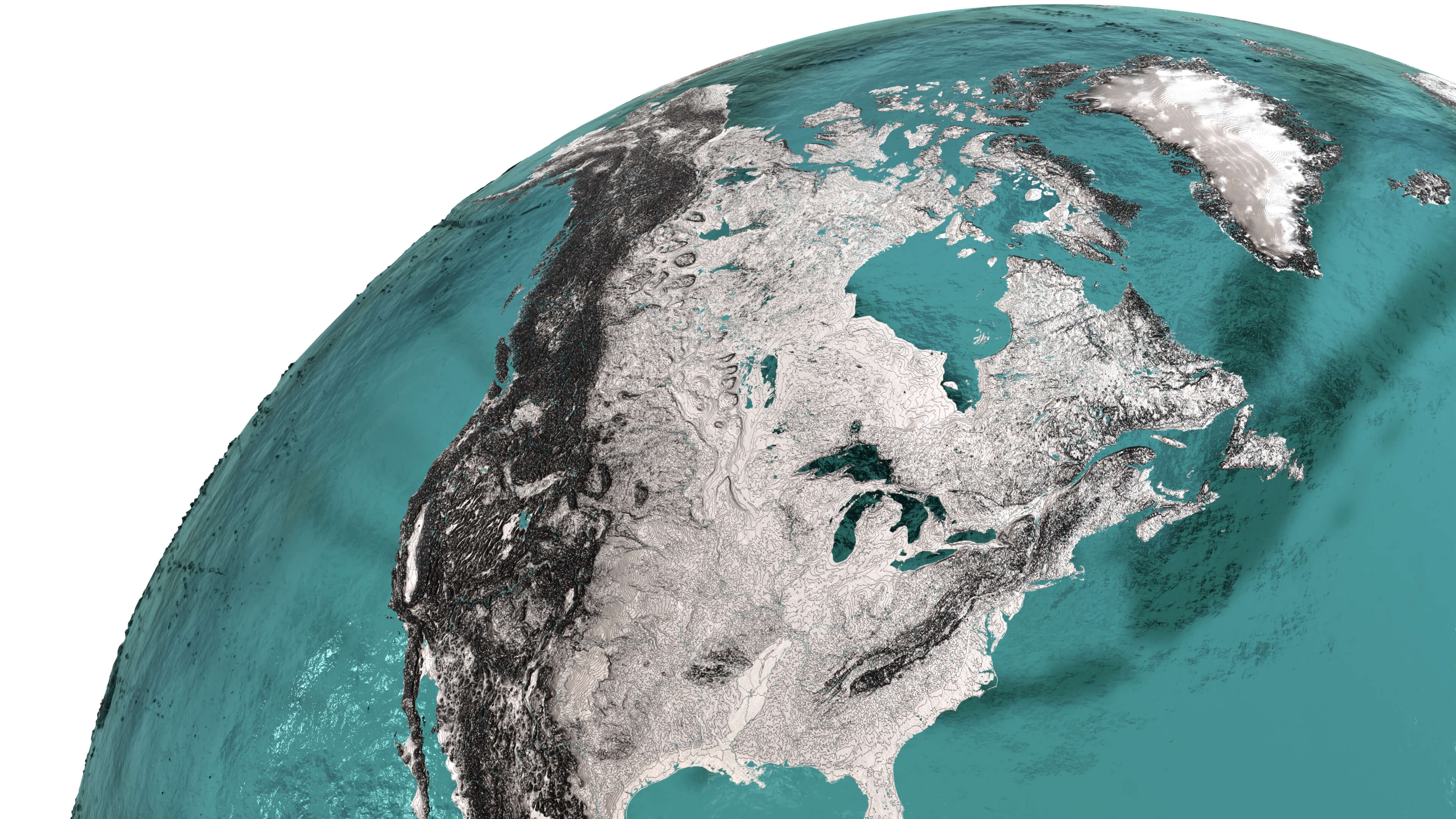 Earth Water 3D Globe Contours Full by 3dstudio