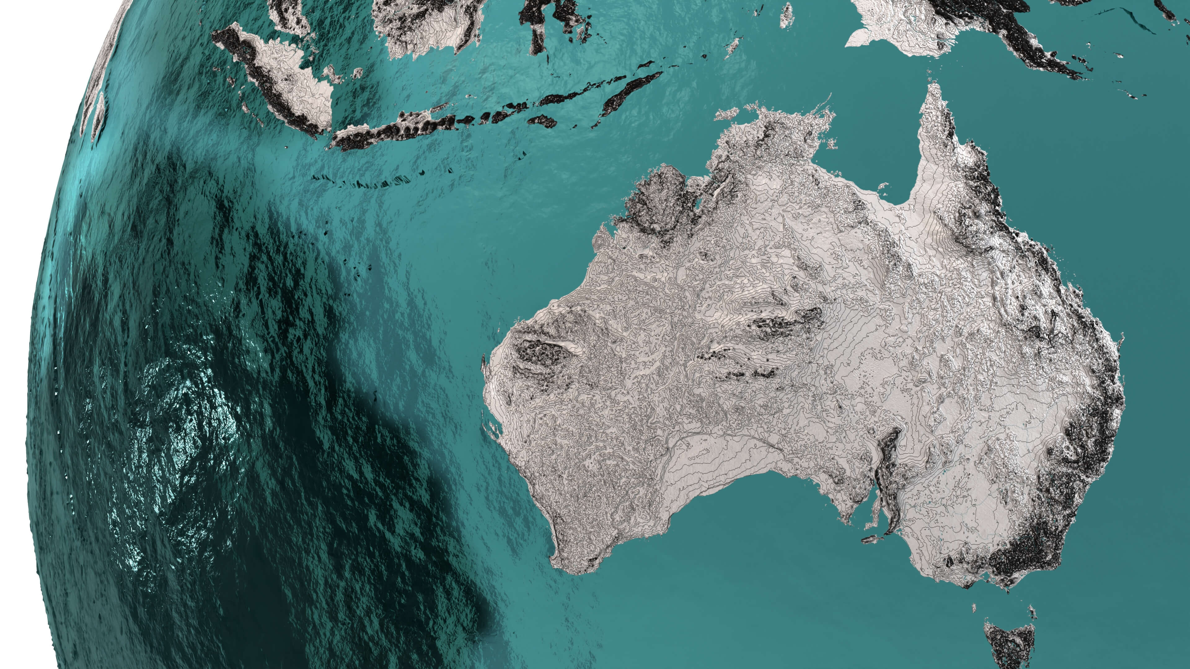 Earth Water 3D Globe Contours Full by 3dstudio