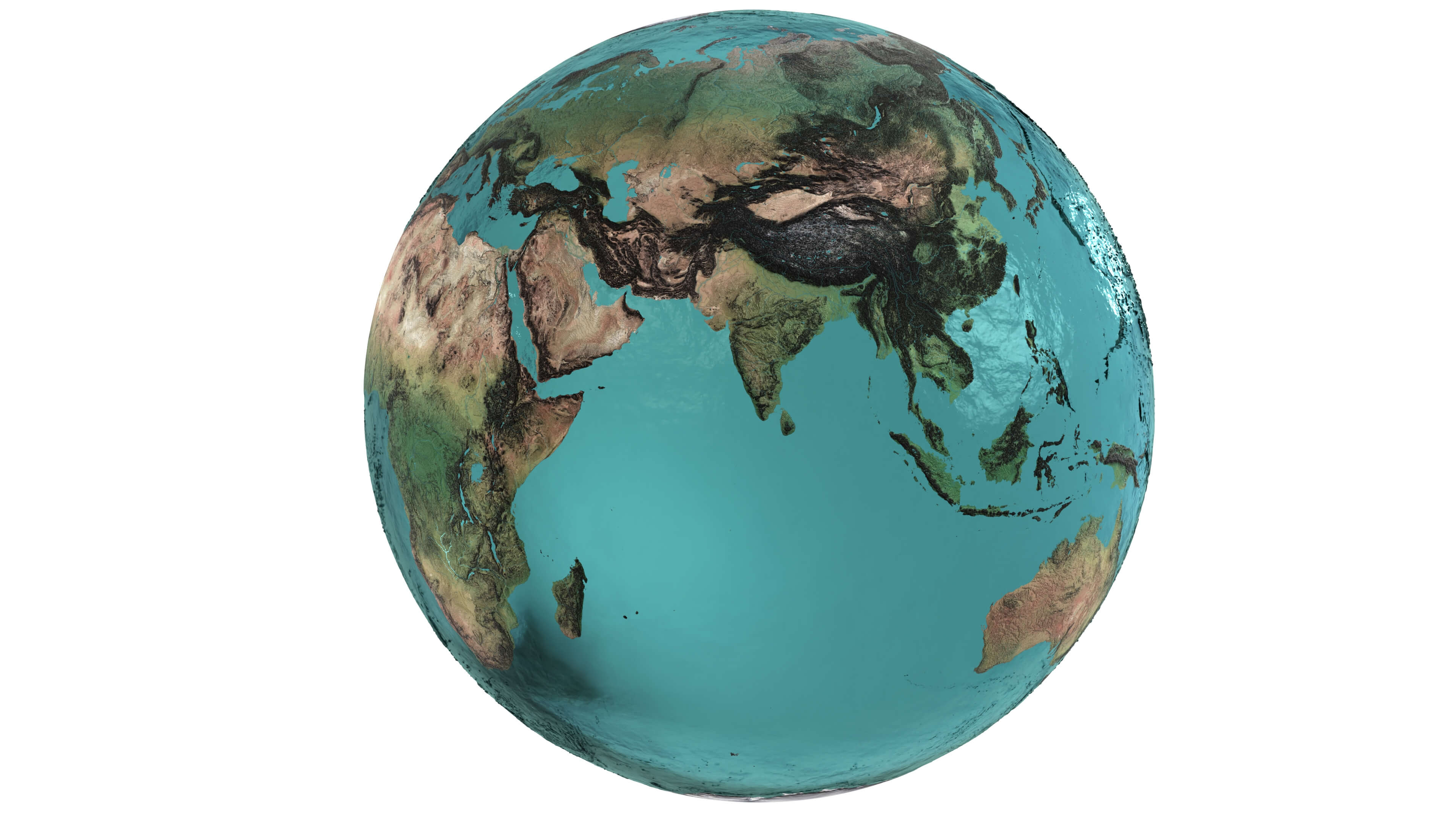 Earth Water 3D Globe Contours Map by 3dstudio