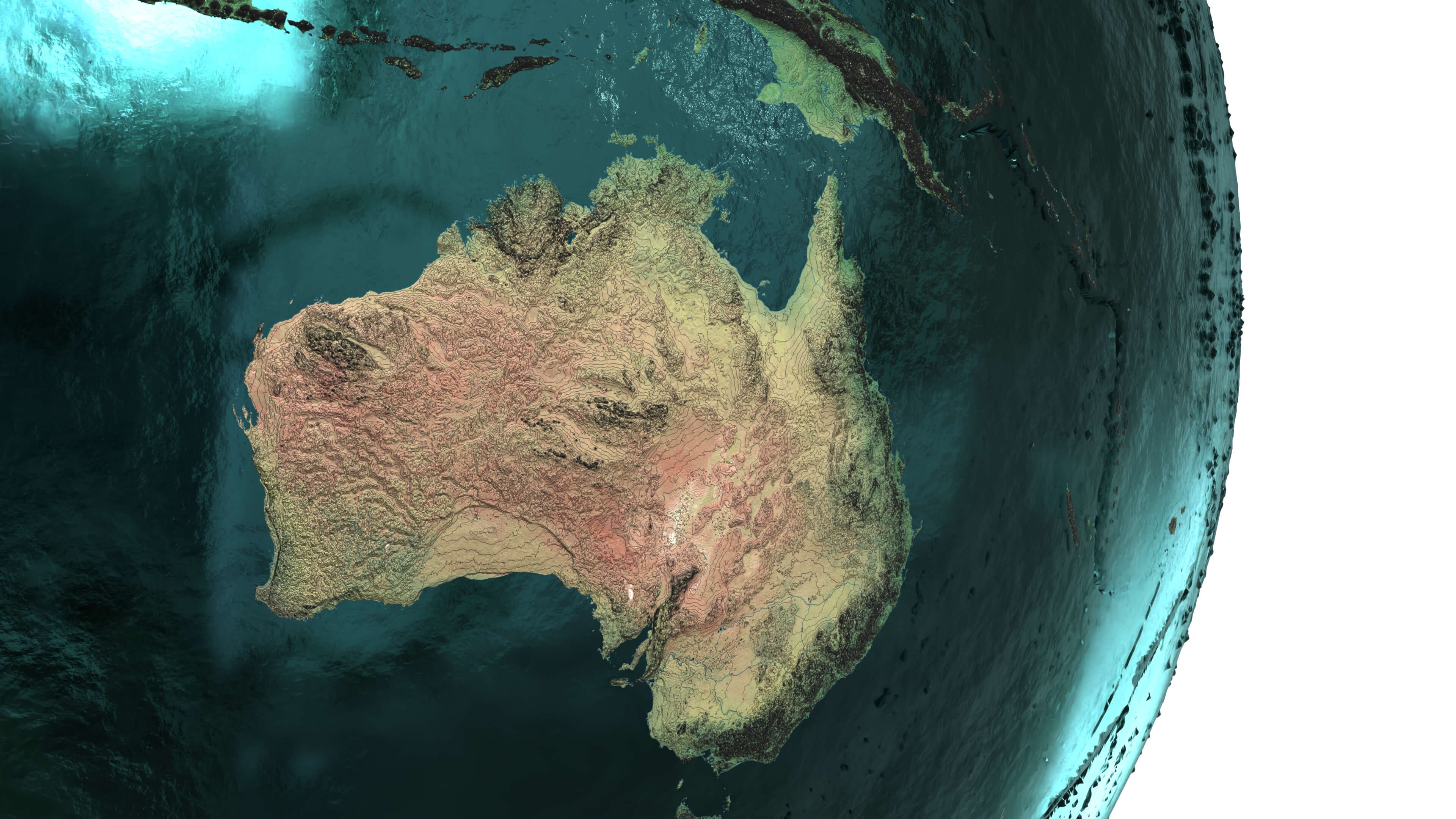 Earth Water 3D Globe Contours Map by 3dstudio