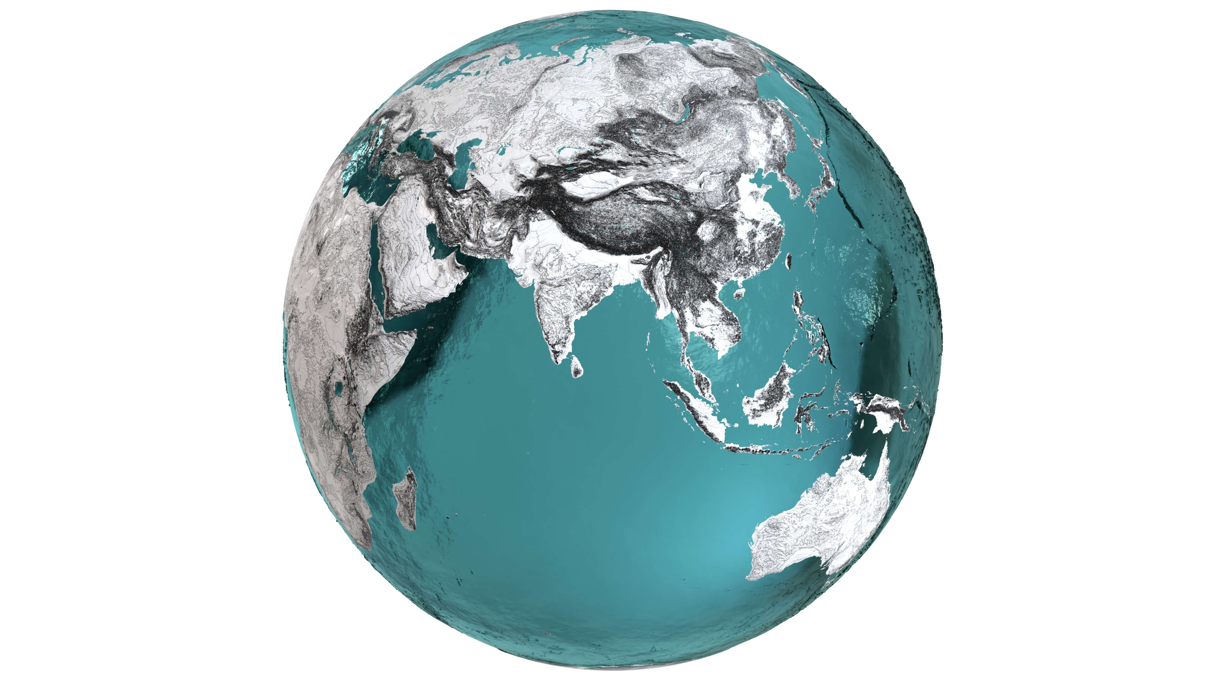 Earth Water 3D Globe Contours by 3dstudio