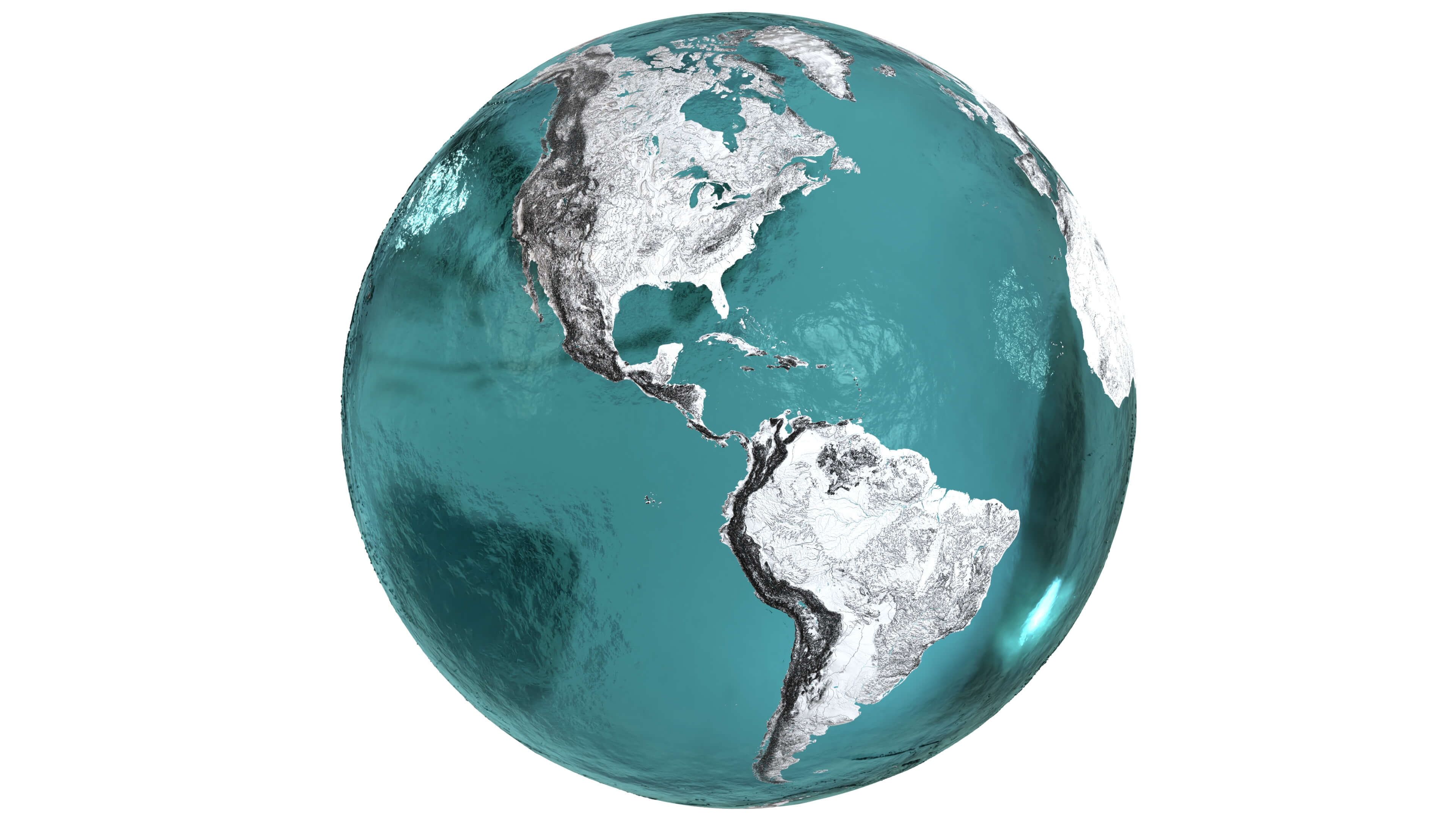 Earth Water 3D Globe Contours by 3dstudio
