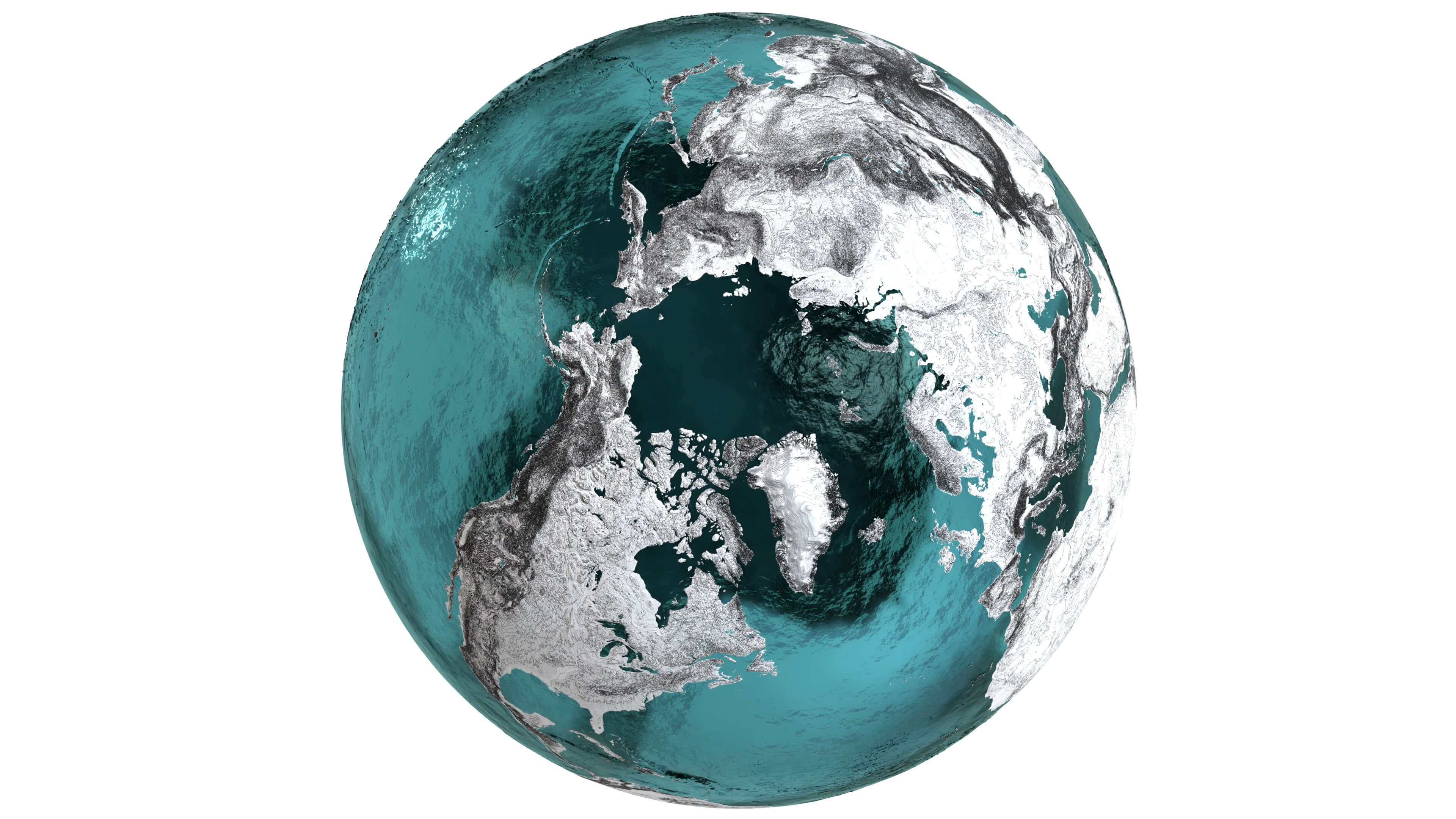 Earth Water 3D Globe Contours by 3dstudio