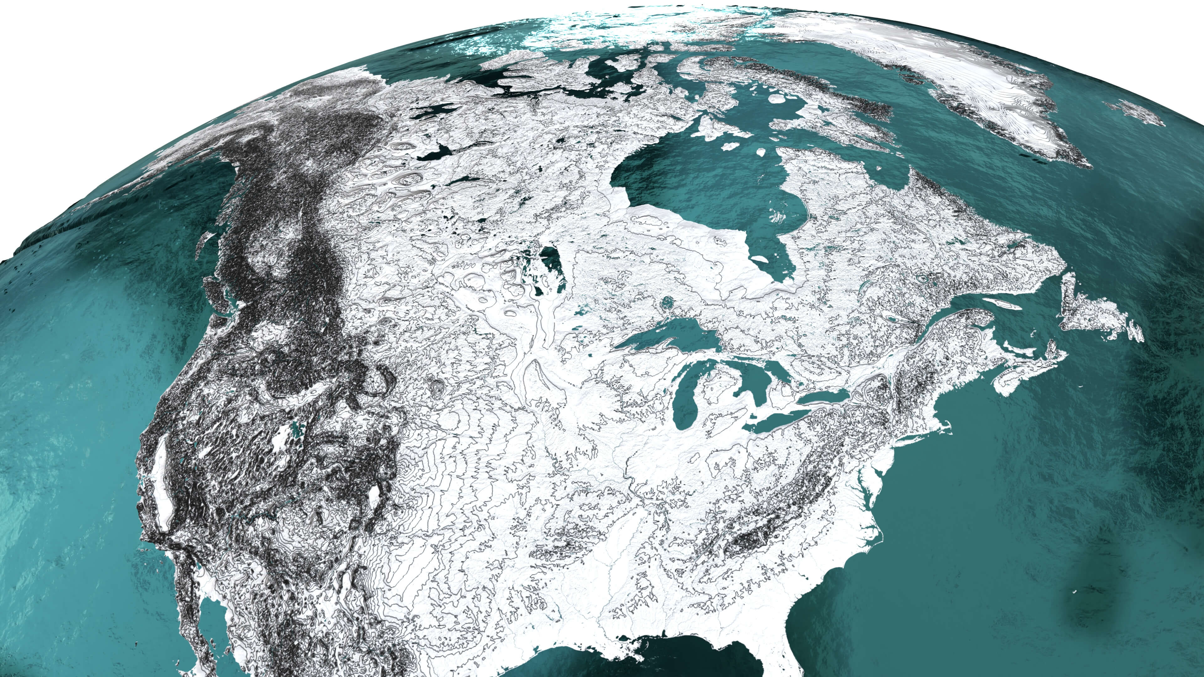 Earth Water 3D Globe Contours by 3dstudio