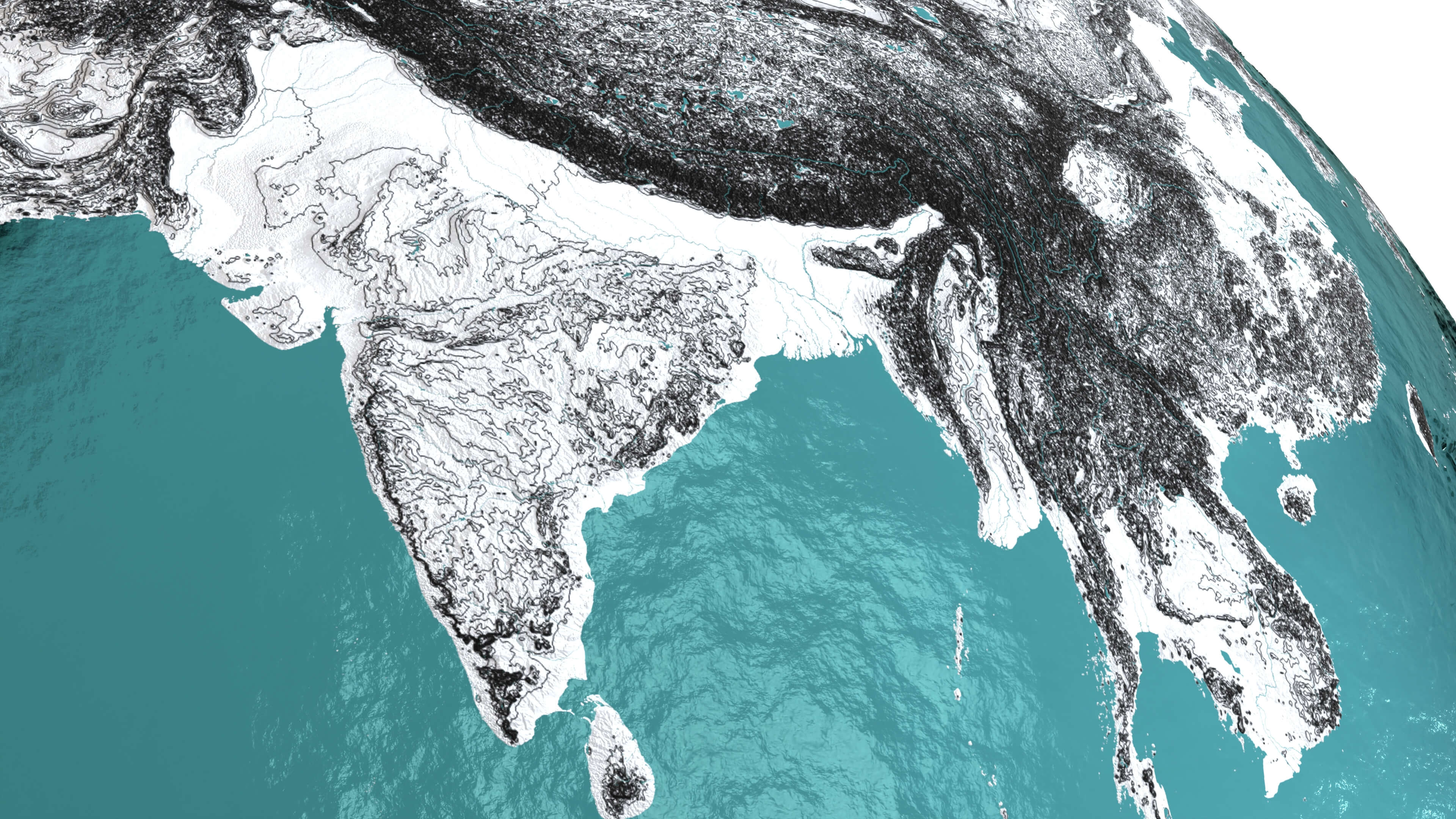 Earth Water 3D Globe Contours by 3dstudio