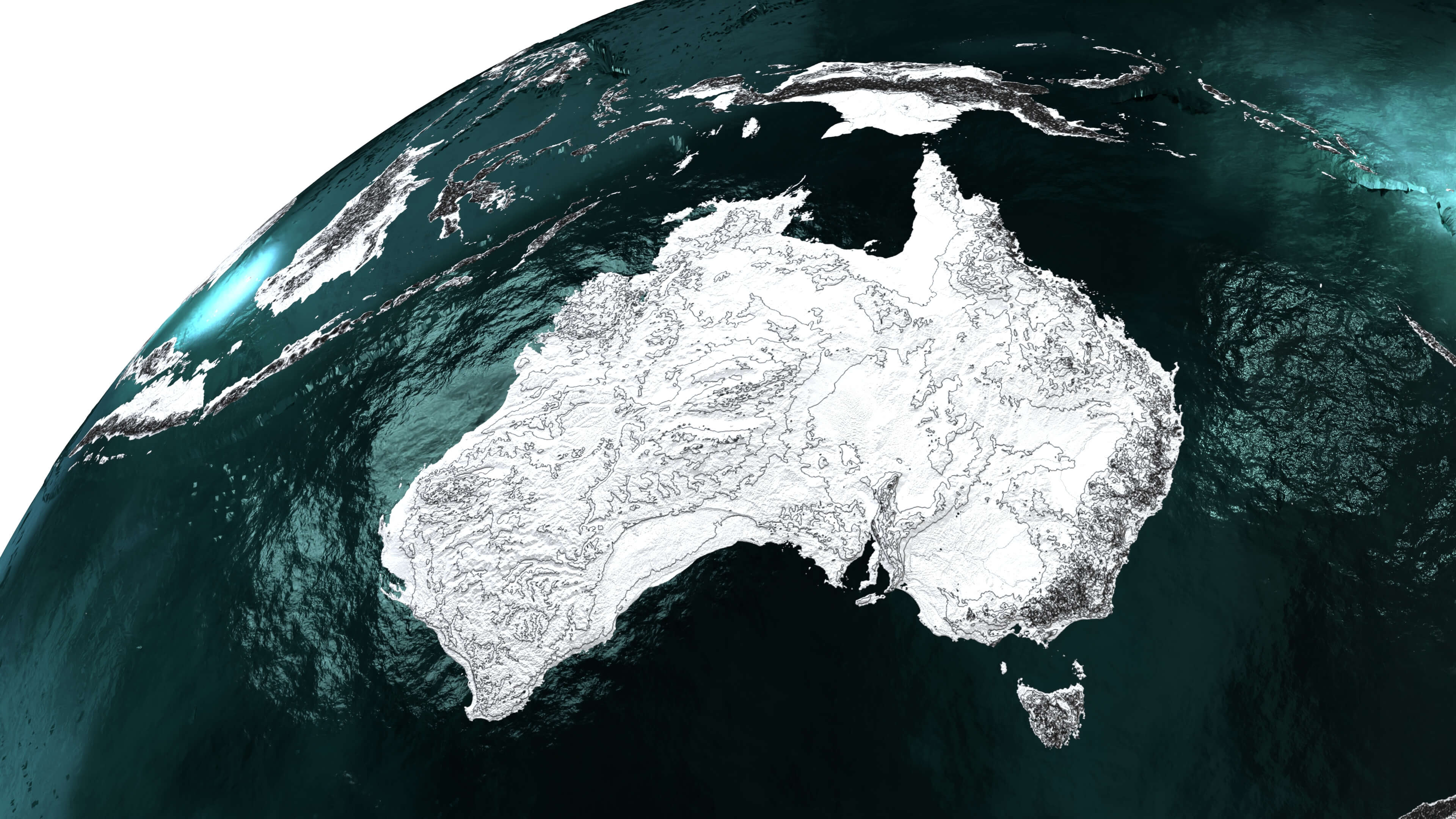 Earth Water 3D Globe Contours by 3dstudio
