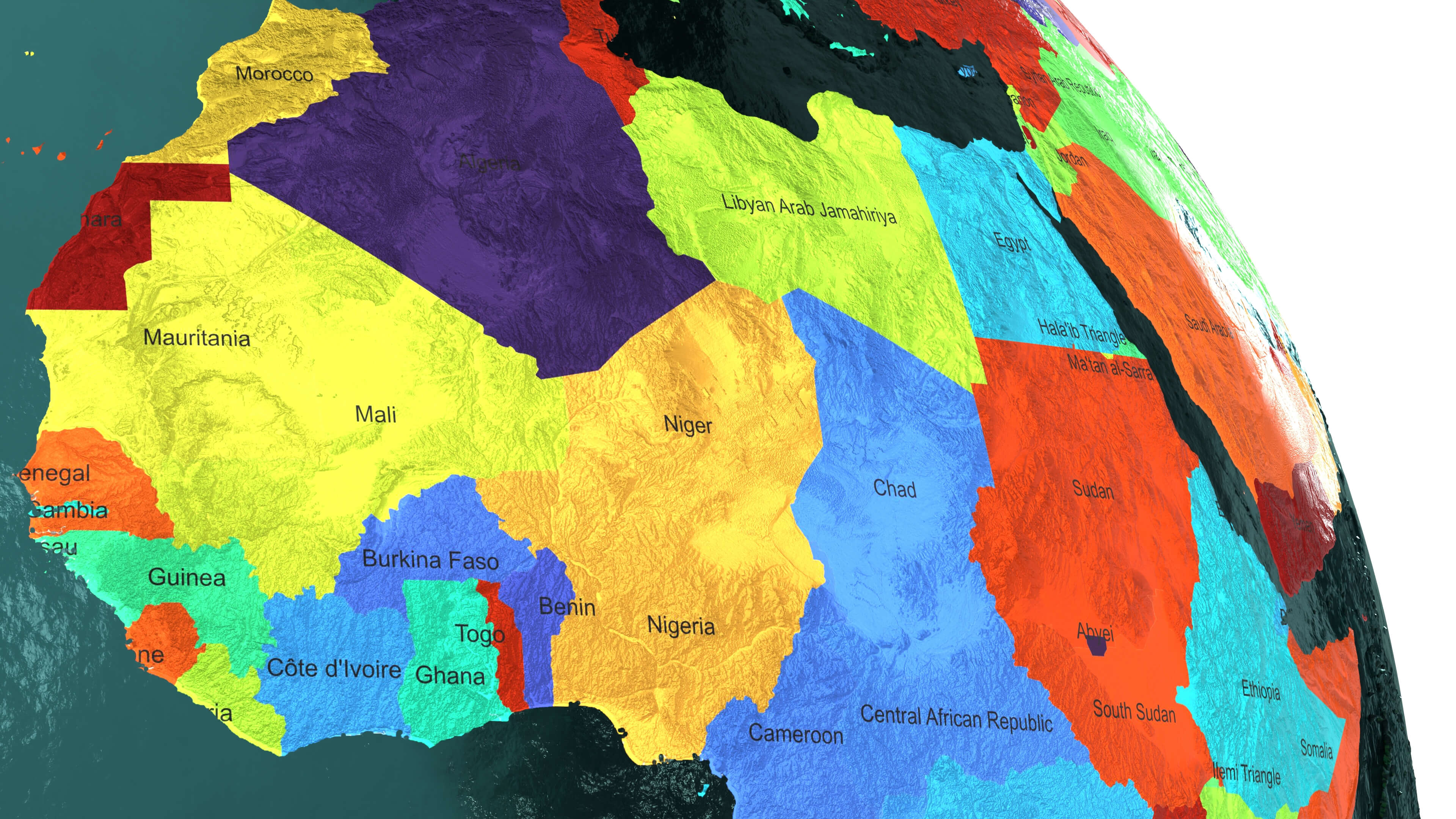 Earth Water 3D Globe Countries With Names by 3dstudio