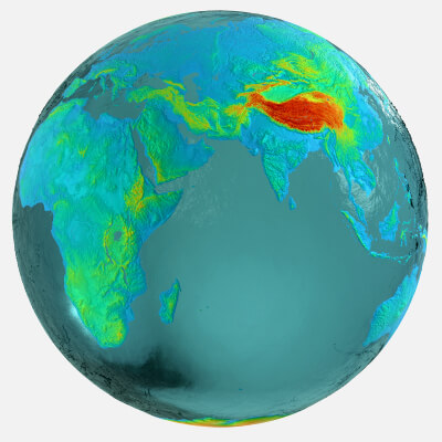 Earth Water 3D Globe Heightmap Shade by 3dstudio
