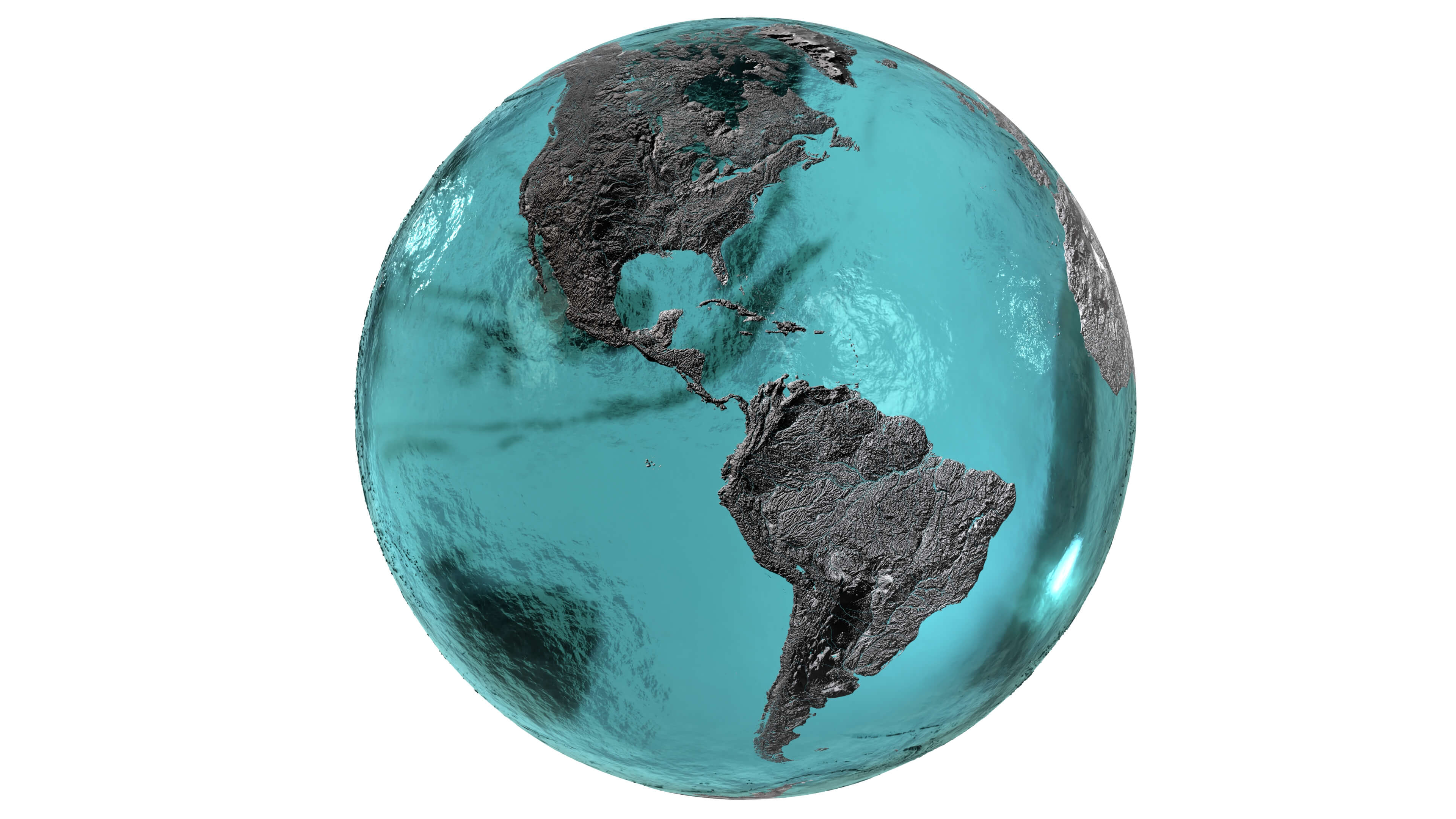 Earth Water 3D Globe Hillshade by 3dstudio