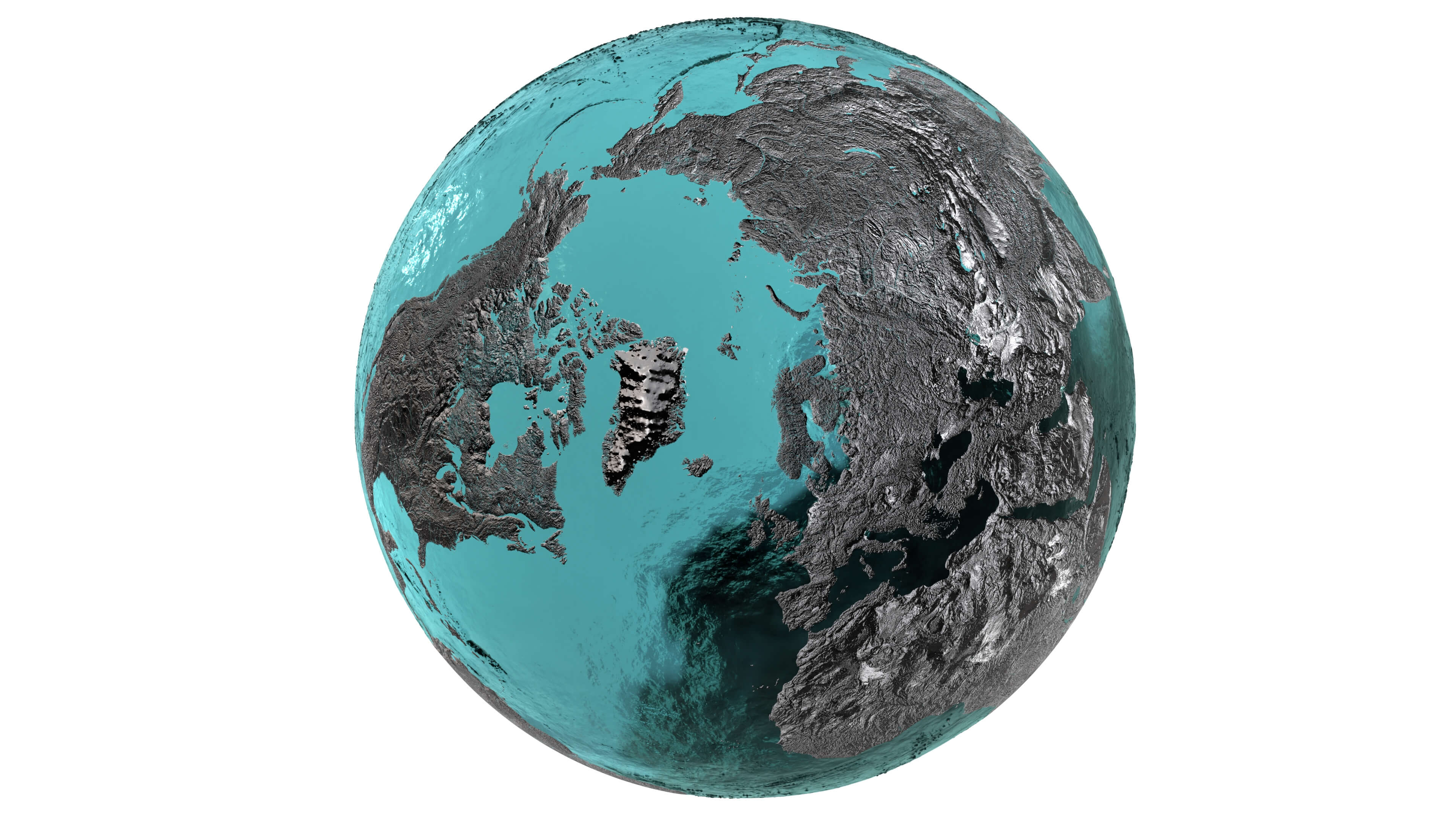 Earth Water 3D Globe Hillshade by 3dstudio