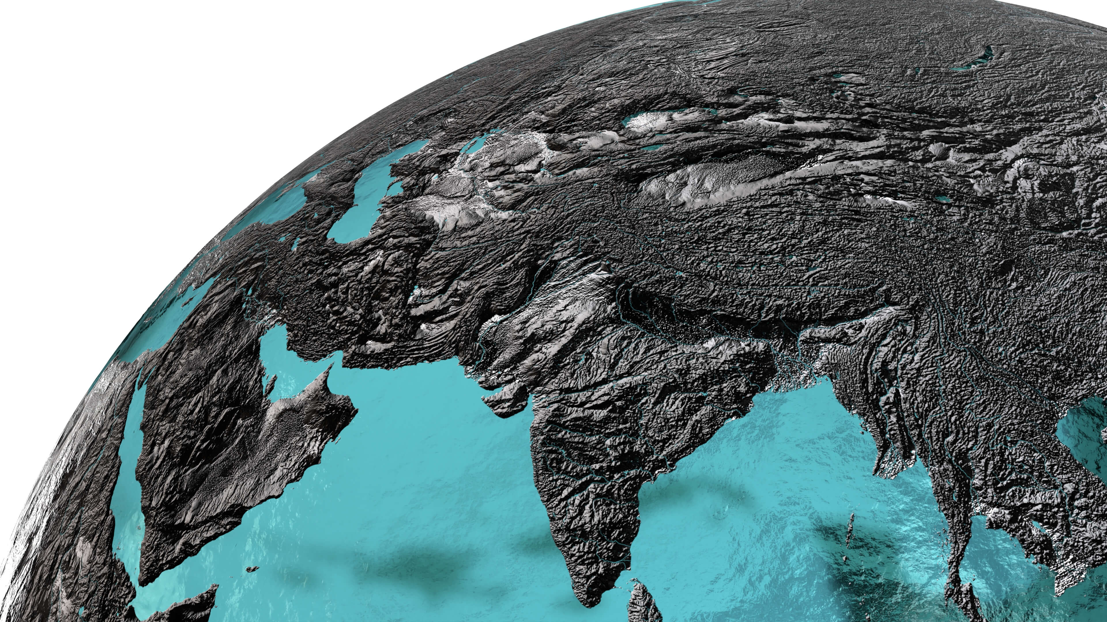 Earth Water 3D Globe Hillshade by 3dstudio
