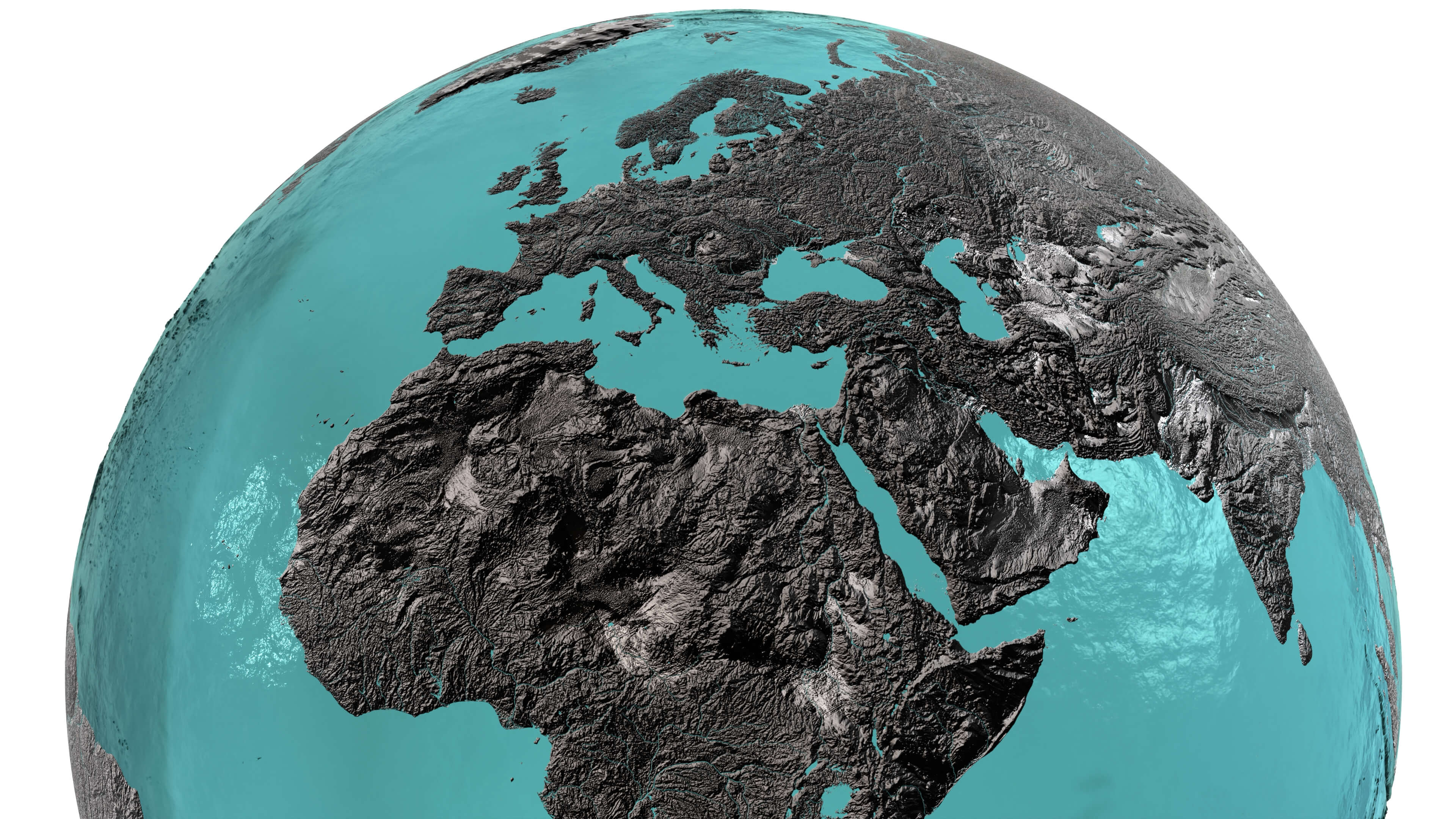 Earth Water 3D Globe Hillshade by 3dstudio