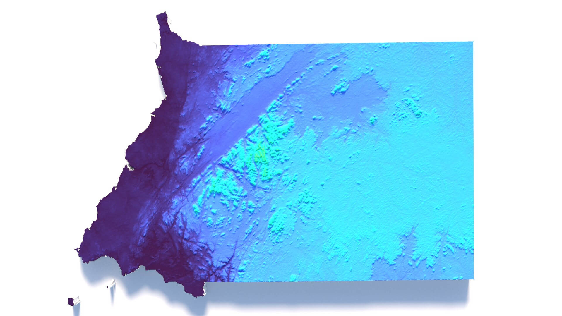 Equatorial Guinea Terrain Map - 3D Model by 3dstudio