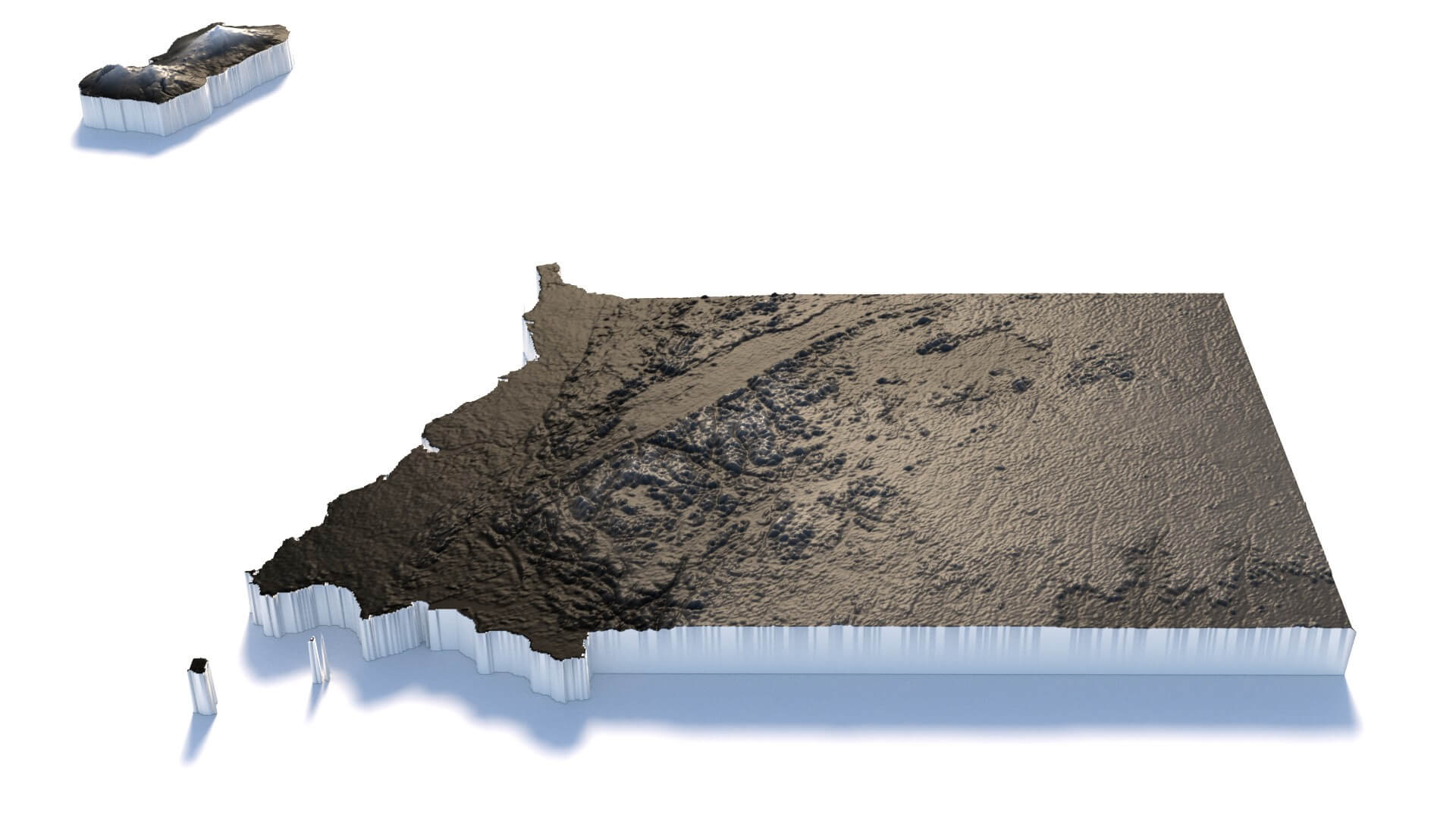 Equatorial Guinea Terrain Map - 3D Model by 3dstudio