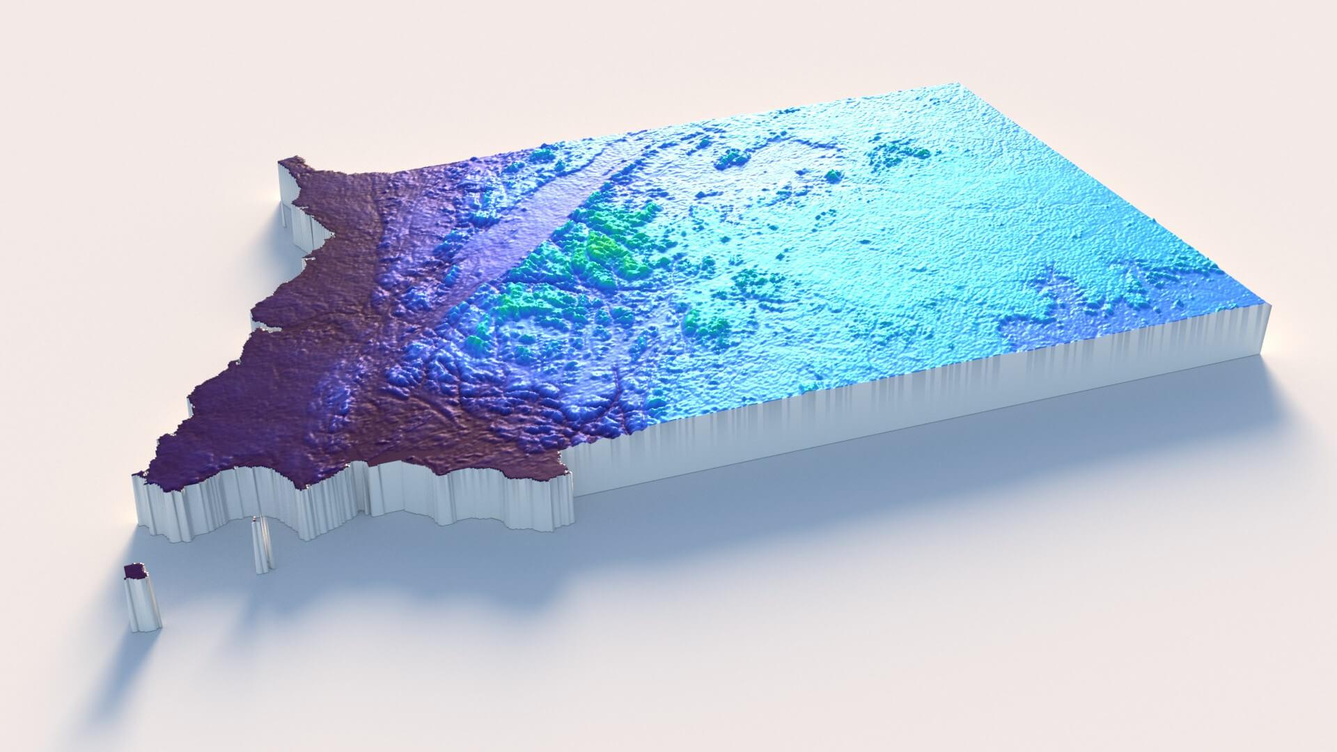 Equatorial Guinea Terrain Map - 3D Model by 3dstudio