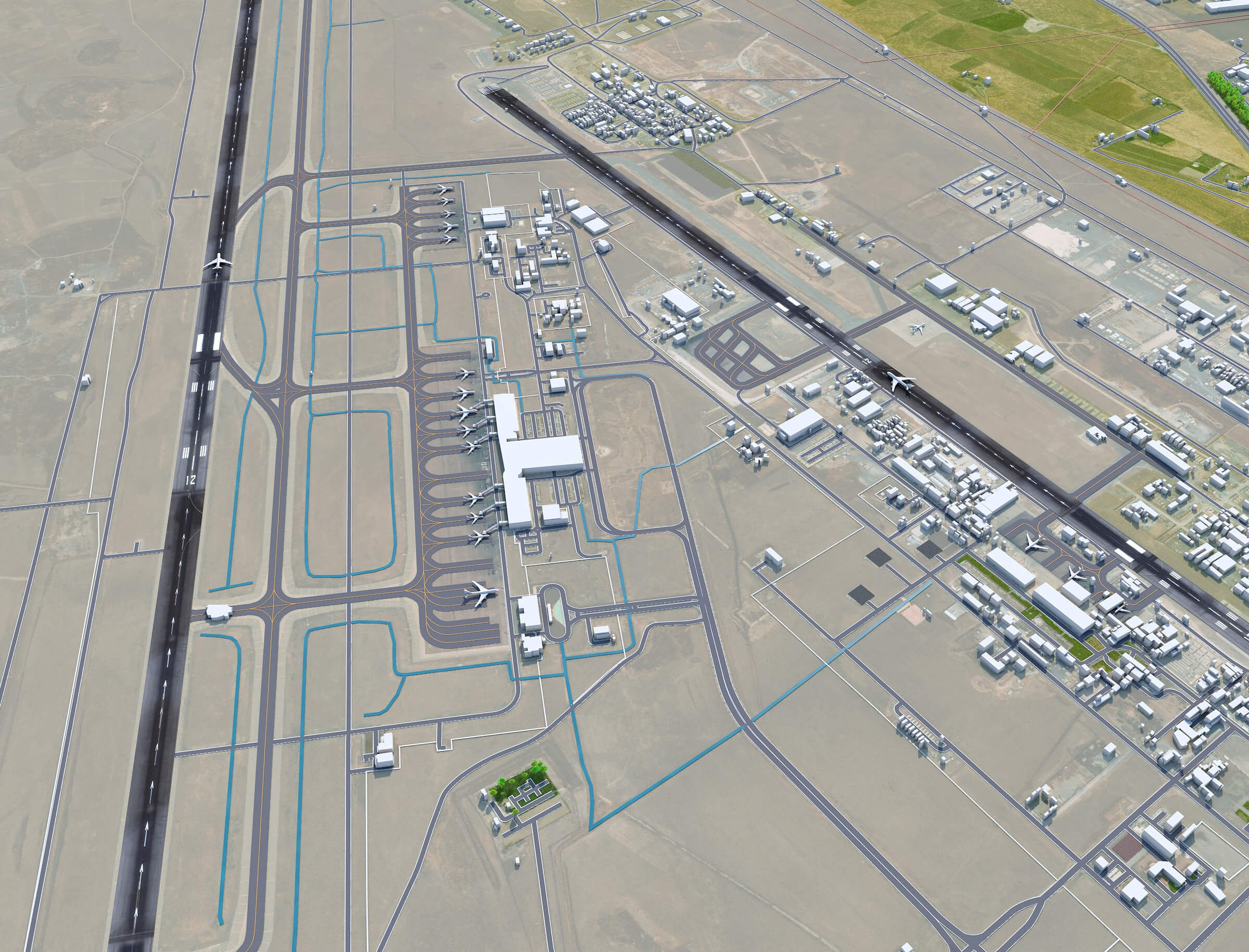 Erbil Airport 3D Model 10km by 3dstudio