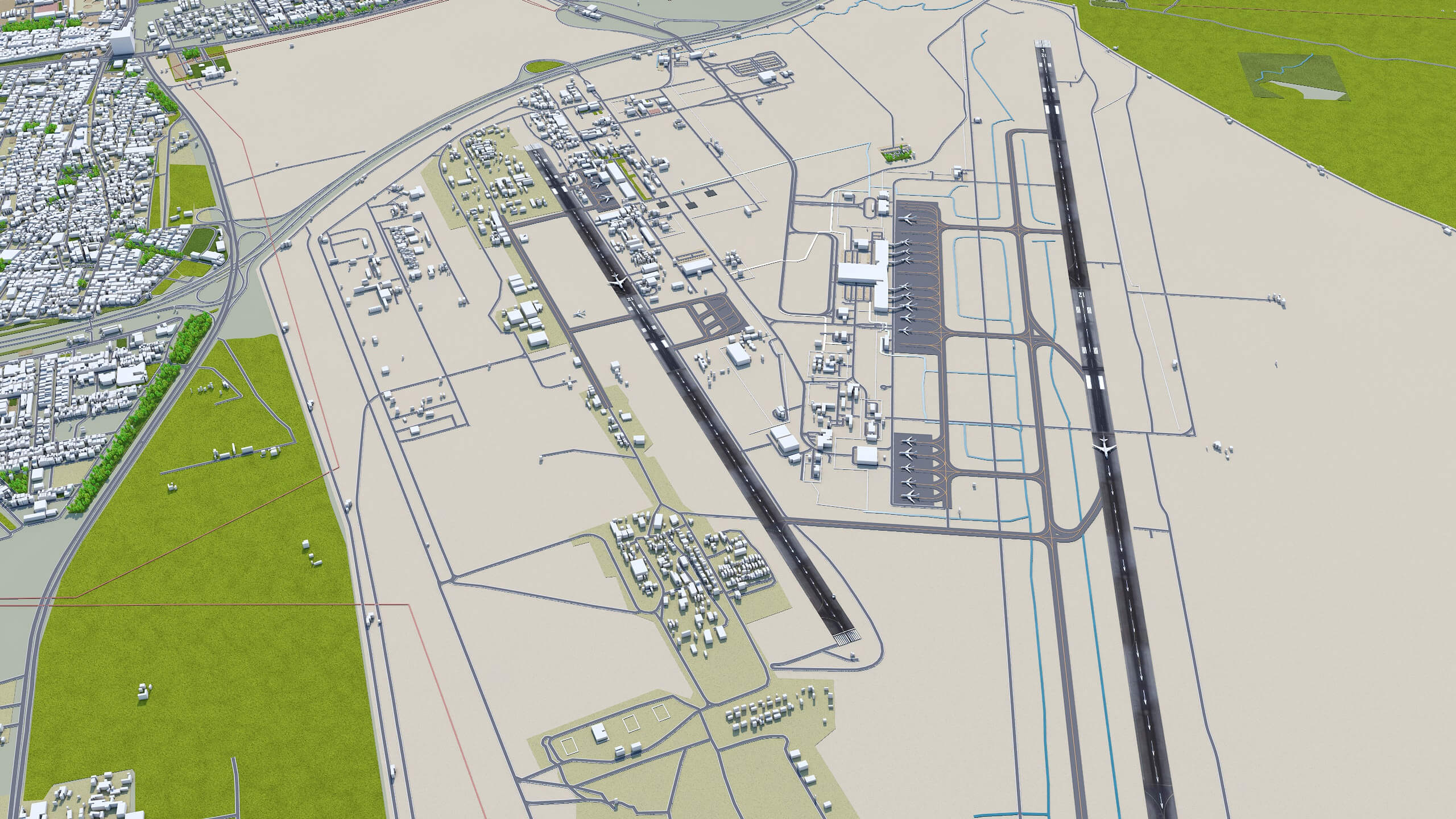 Erbil Airport 3D Model 10km by 3dstudio