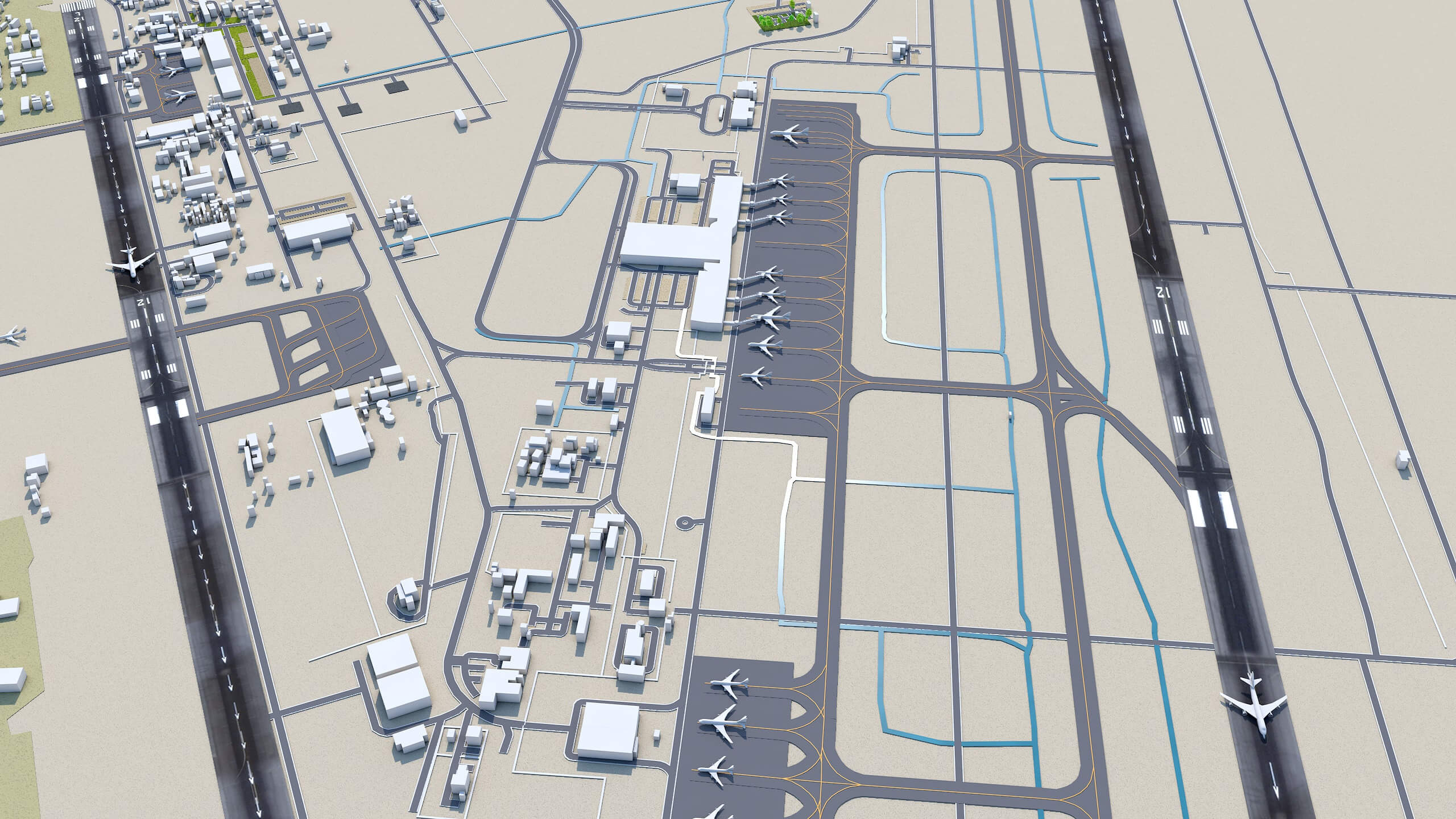 Erbil Airport 3D Model 10km by 3dstudio