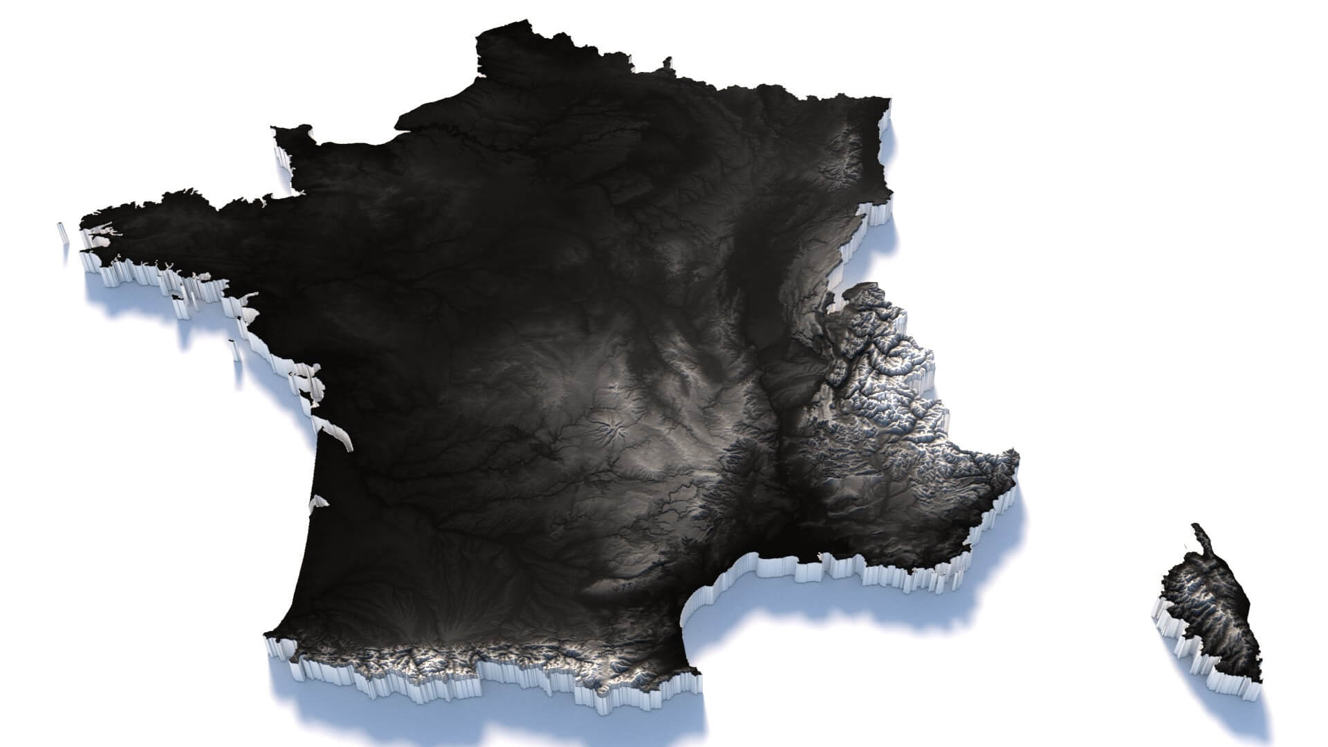 France Terrain Map - 3D Model by 3dstudio