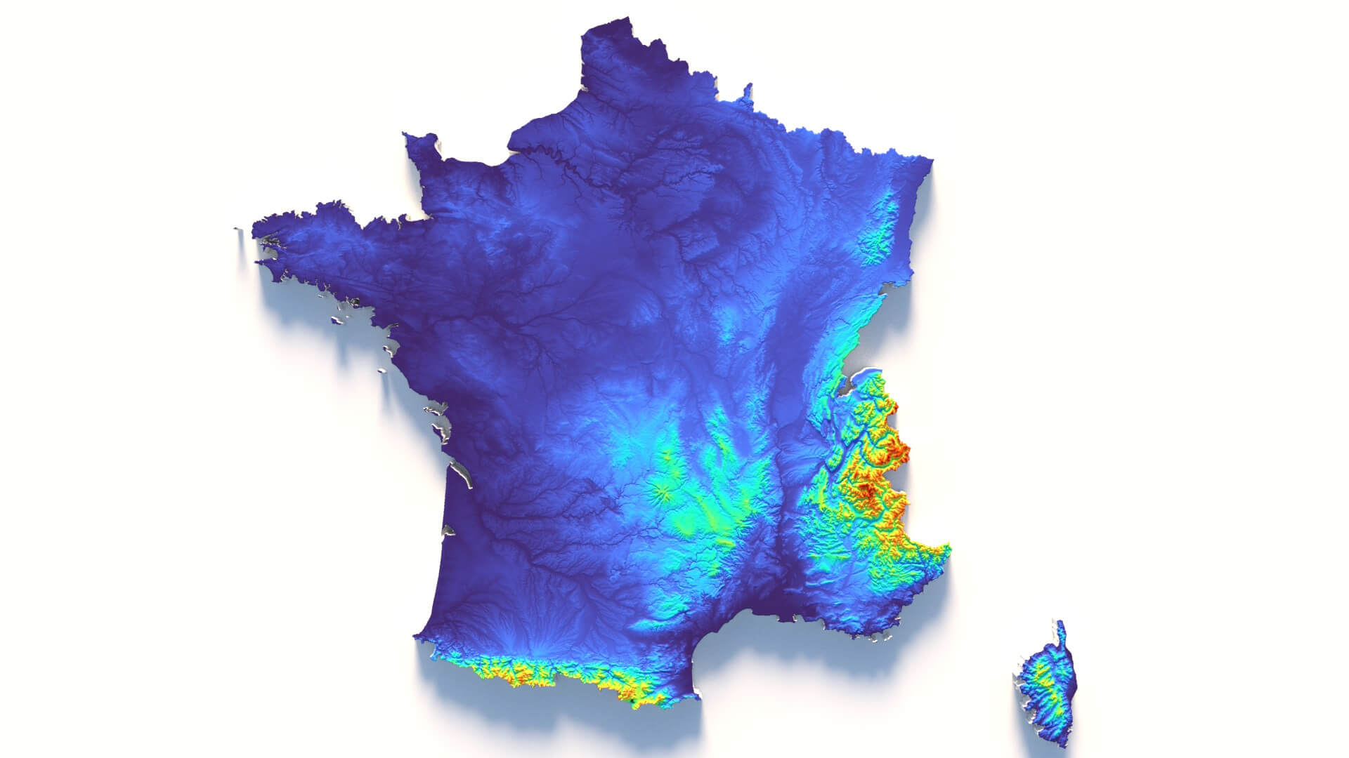 France Terrain Map - 3D Model by 3dstudio