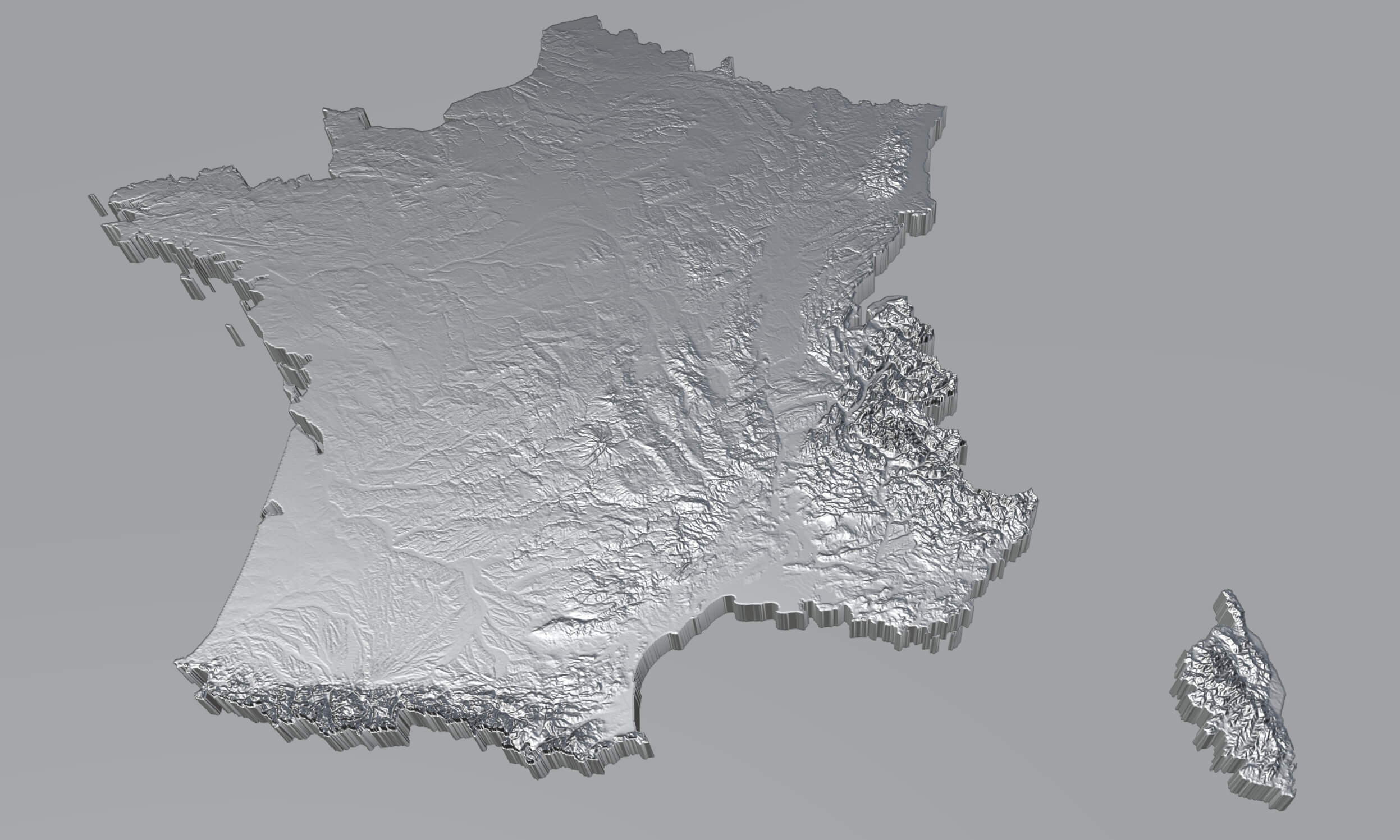 France Terrain Map - 3D Model by 3dstudio
