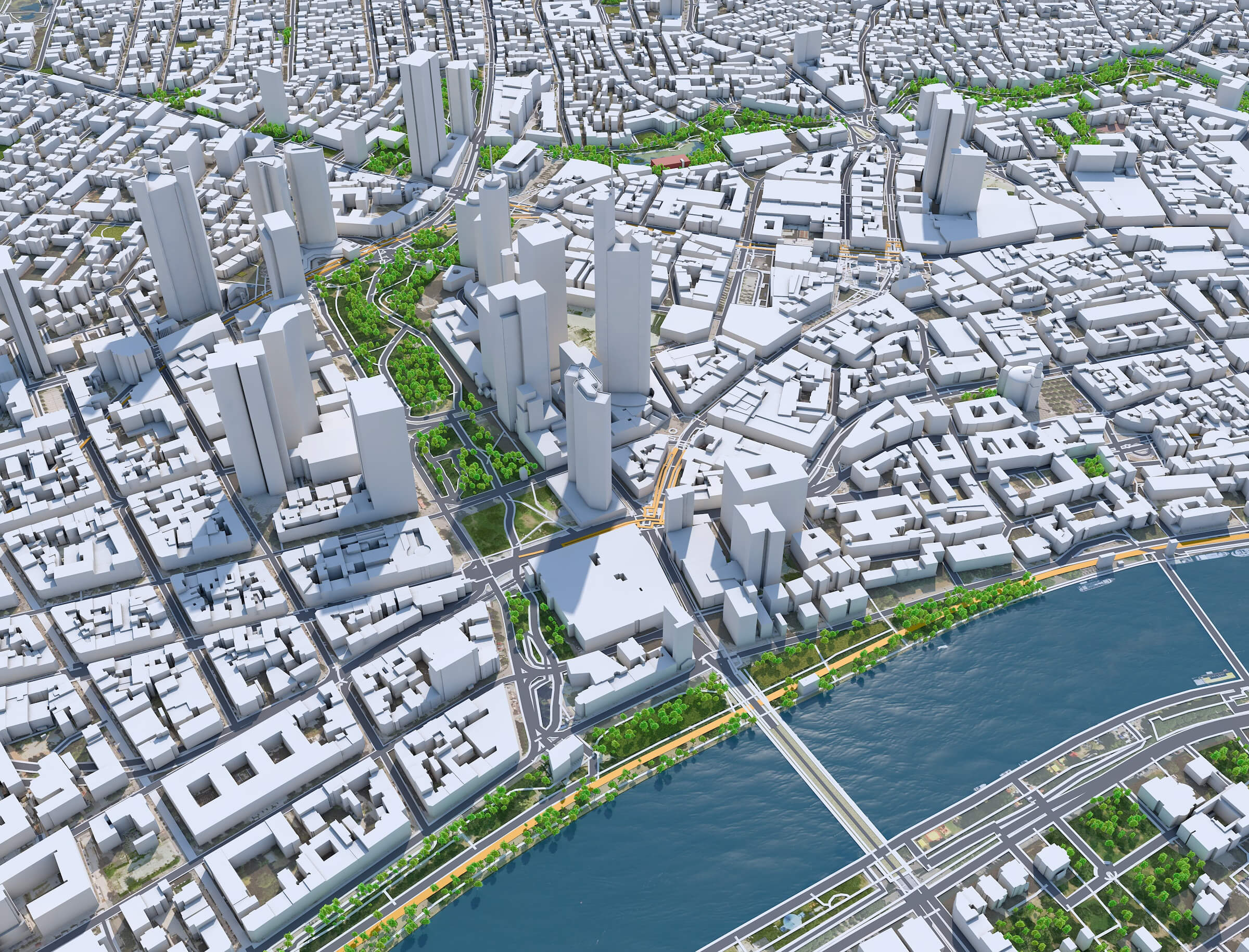 Frankfurt Downtown City Germany 8km - 3D Model by 3dstudio