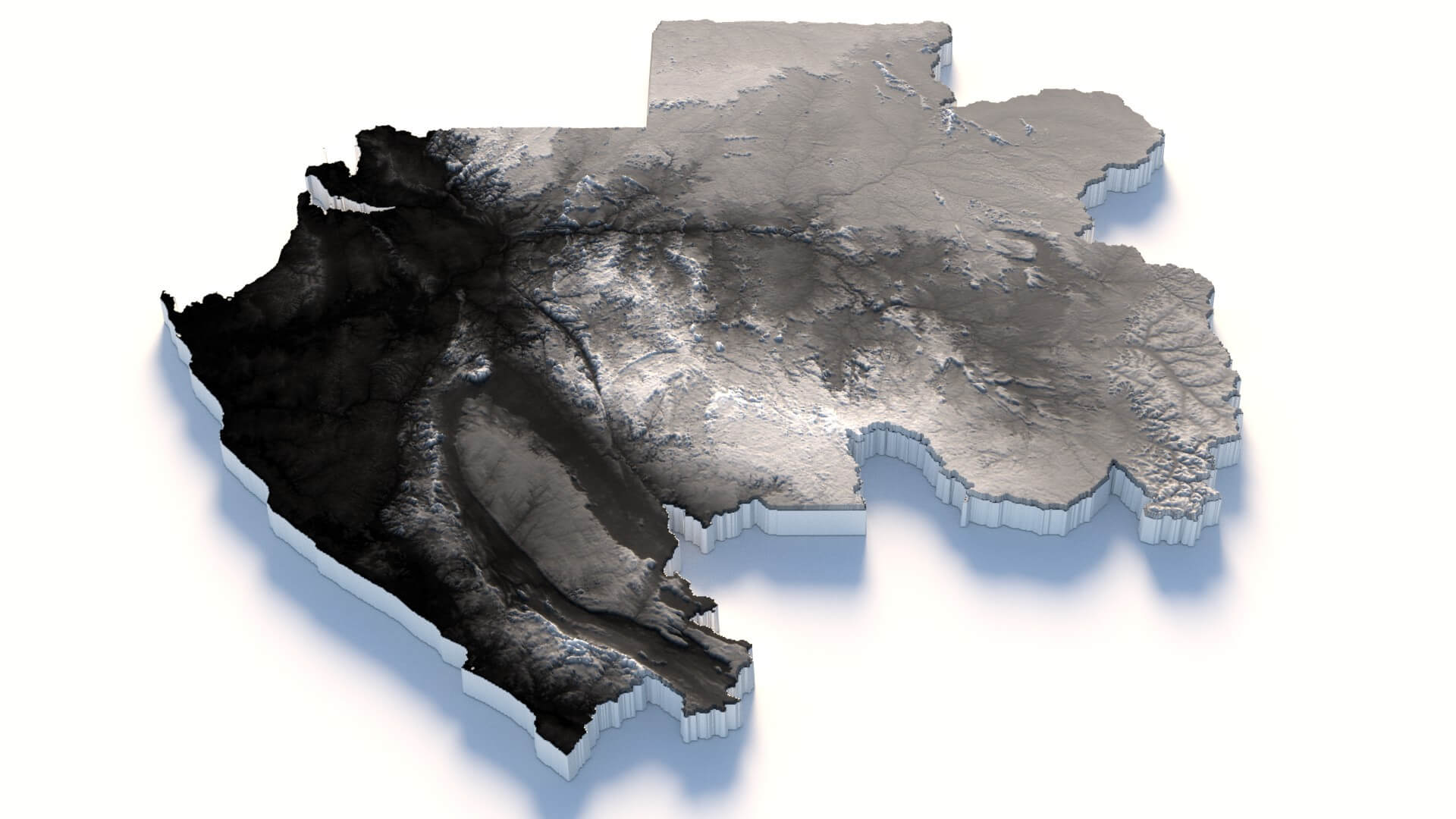 Gabon Terrain Map - 3D Model by 3dstudio