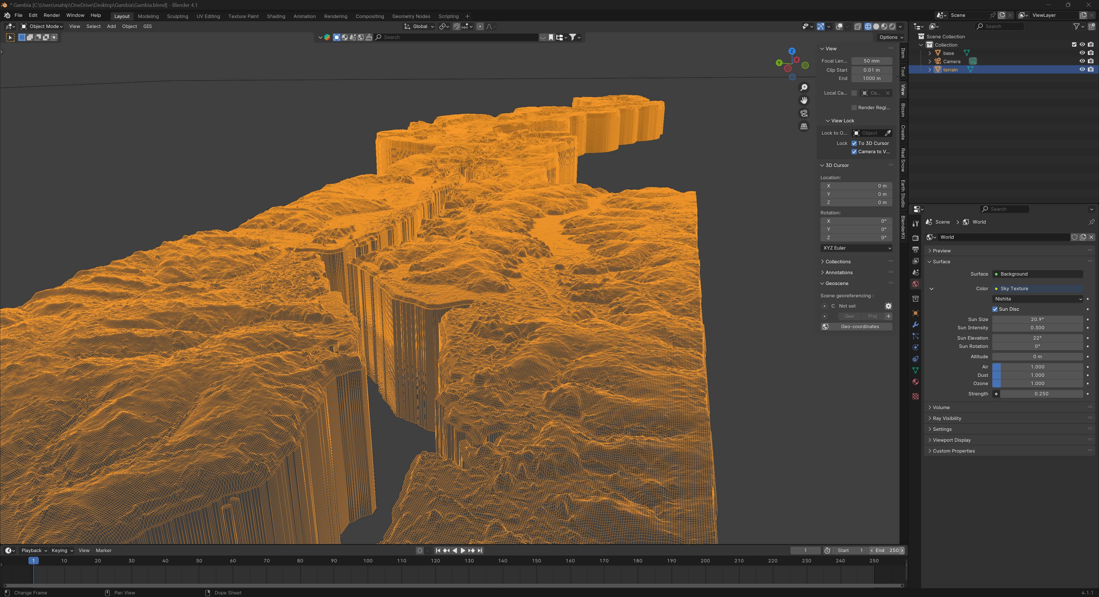 Gambia Terrain Map - 3D Model by 3dstudio