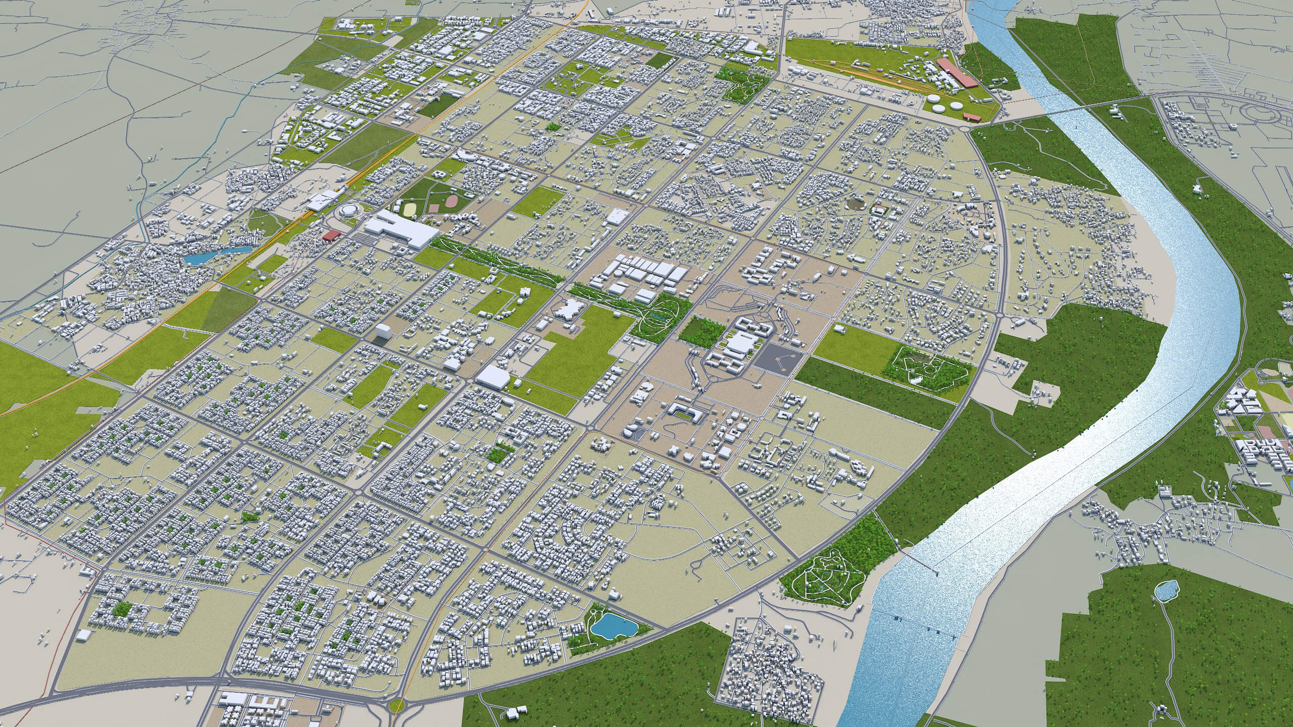Gandhinagar City Gujarat India 3D Model 20km by 3dstudio