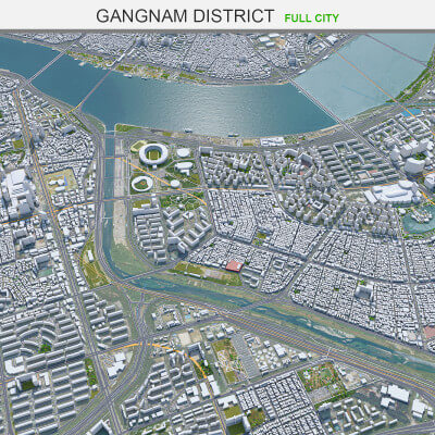 Gangnam District 15km - 3D Model by 3dstudio