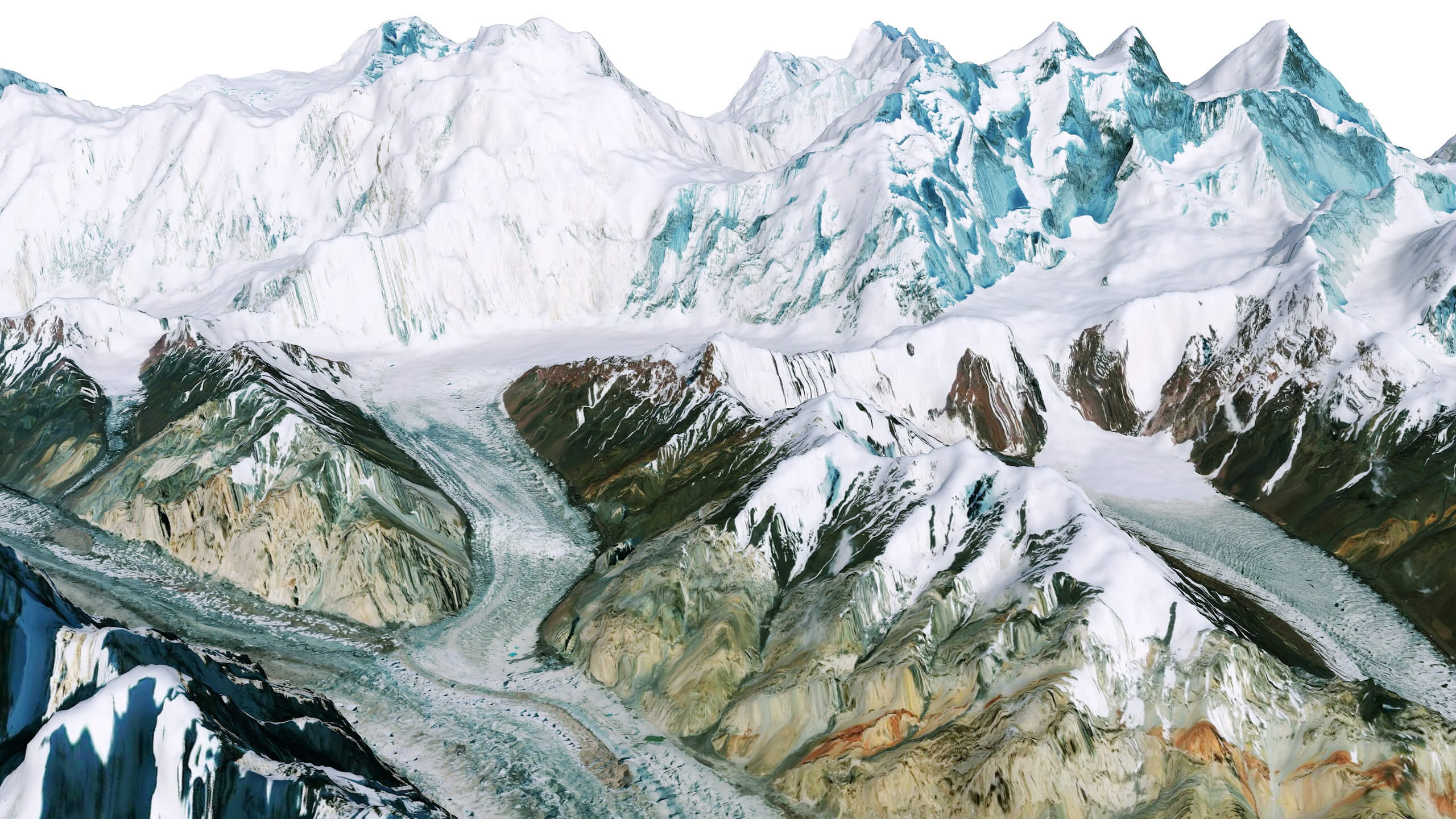 Gasherbrum Mountain Range Pakistan China Terrain 3D Model by 3dstudio